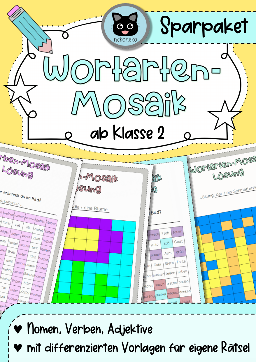 Sparpaket Wortarten-Mosaik | Nomen, Verben, Adjektive ...