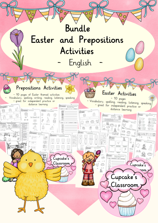 Inglés -pascua y preposiciones - paquete hojas de trabajo - English ...