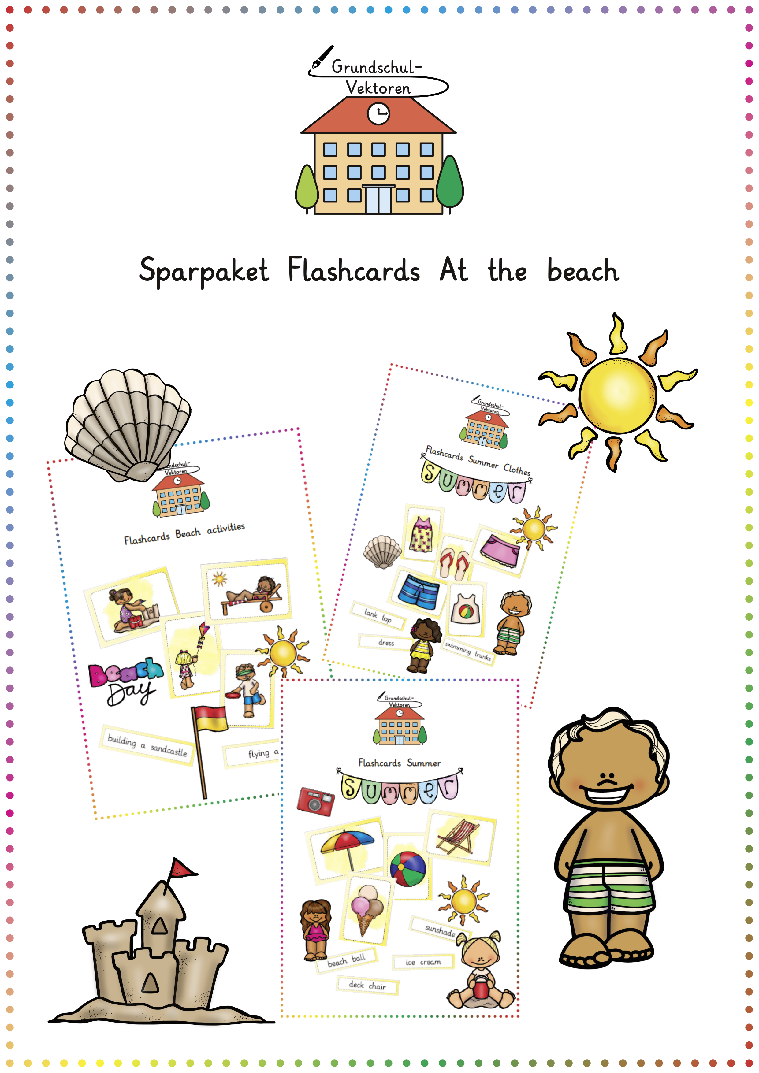 Sparpaket Flashcards At the beach – Unterrichtsmaterial im Fach Englisch
