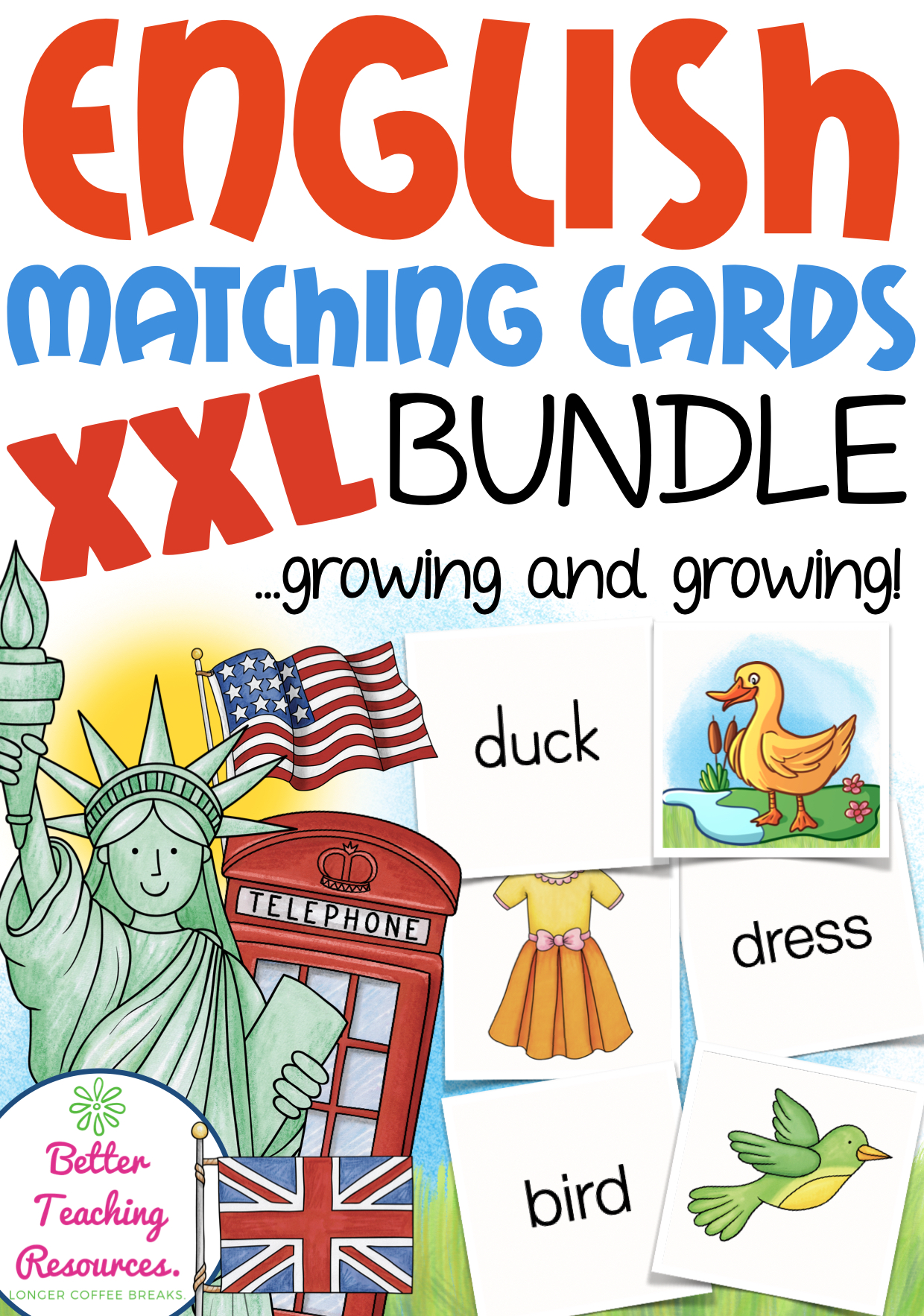 Inglés matching cards games BUNDLE English - material de la siguiente ...