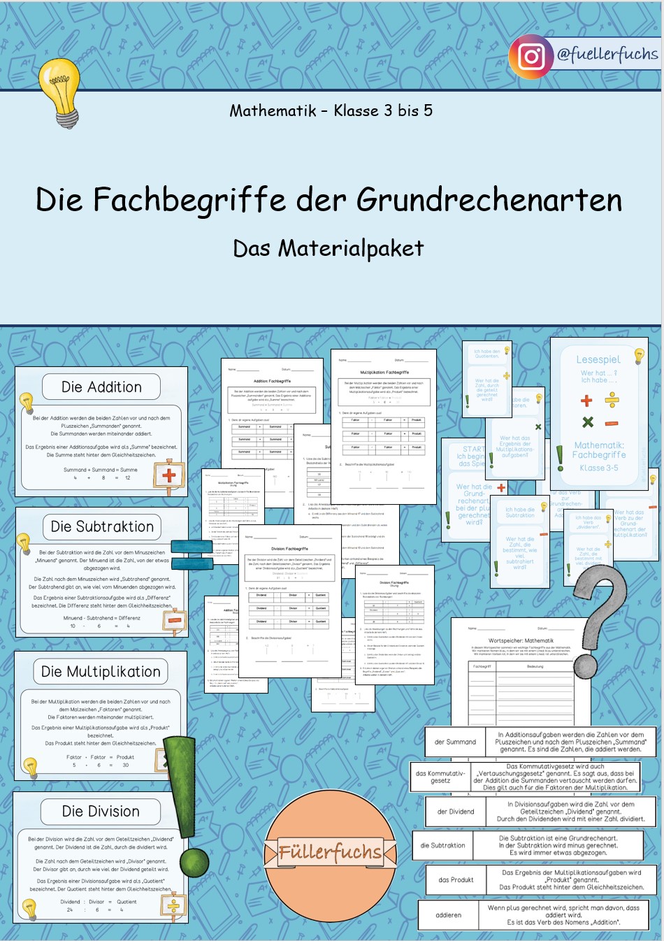 Materialpaket - Die Fachbegriffe der Grundrechenarten ...