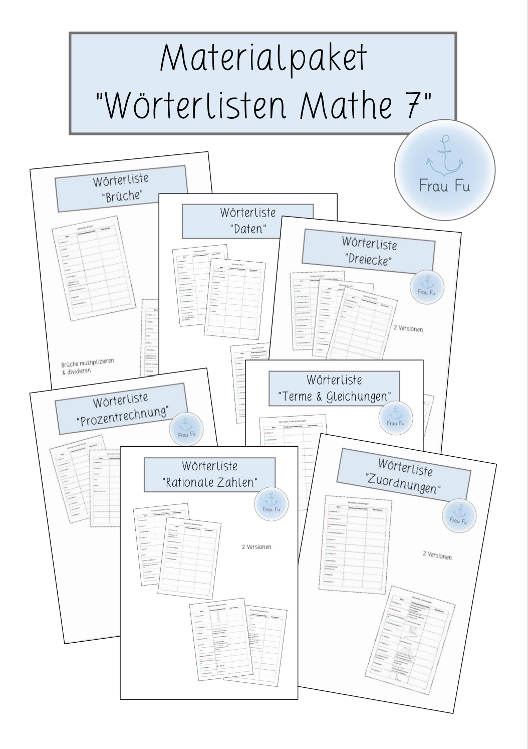 Materialpaket "Wörterlisten Mathe 7" – Unterrichtsmaterial in den ...