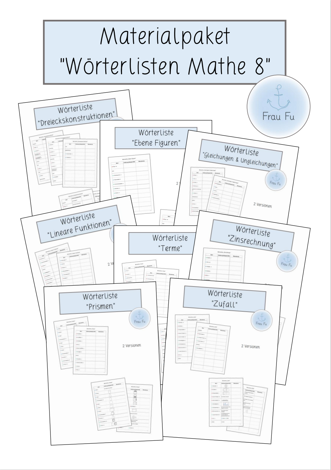 Materialpaket "Wörterlisten Mathe 8" – Unterrichtsmaterial in den ...