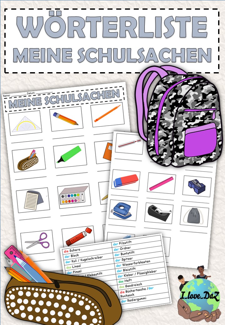 Materialpaket Wortschatz "Meine Schulsachen" klein - DaZ ...
