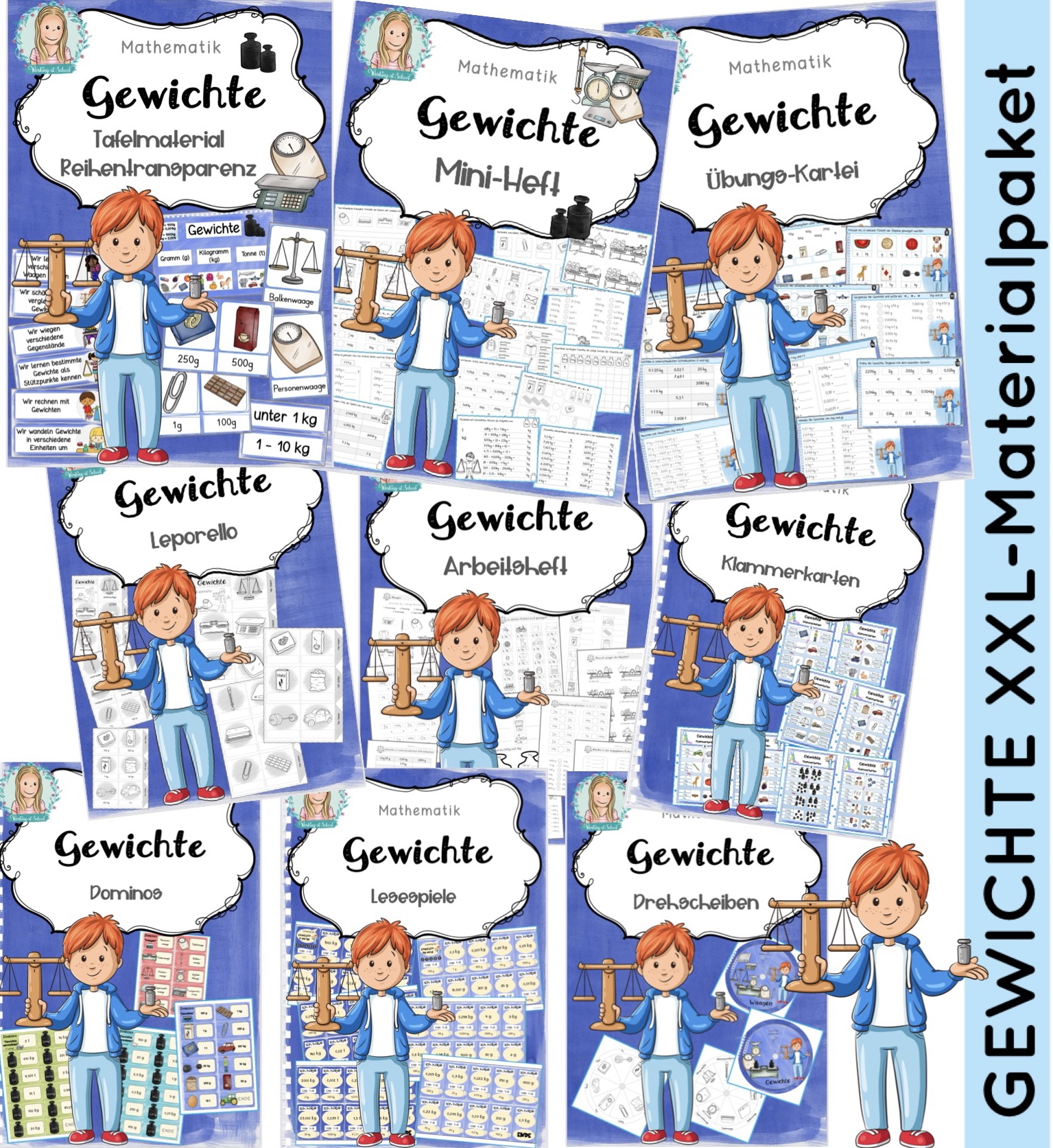 GEWICHTE wachsendes XXL-Materialpaket (Mathe Klasse 3/4 ...