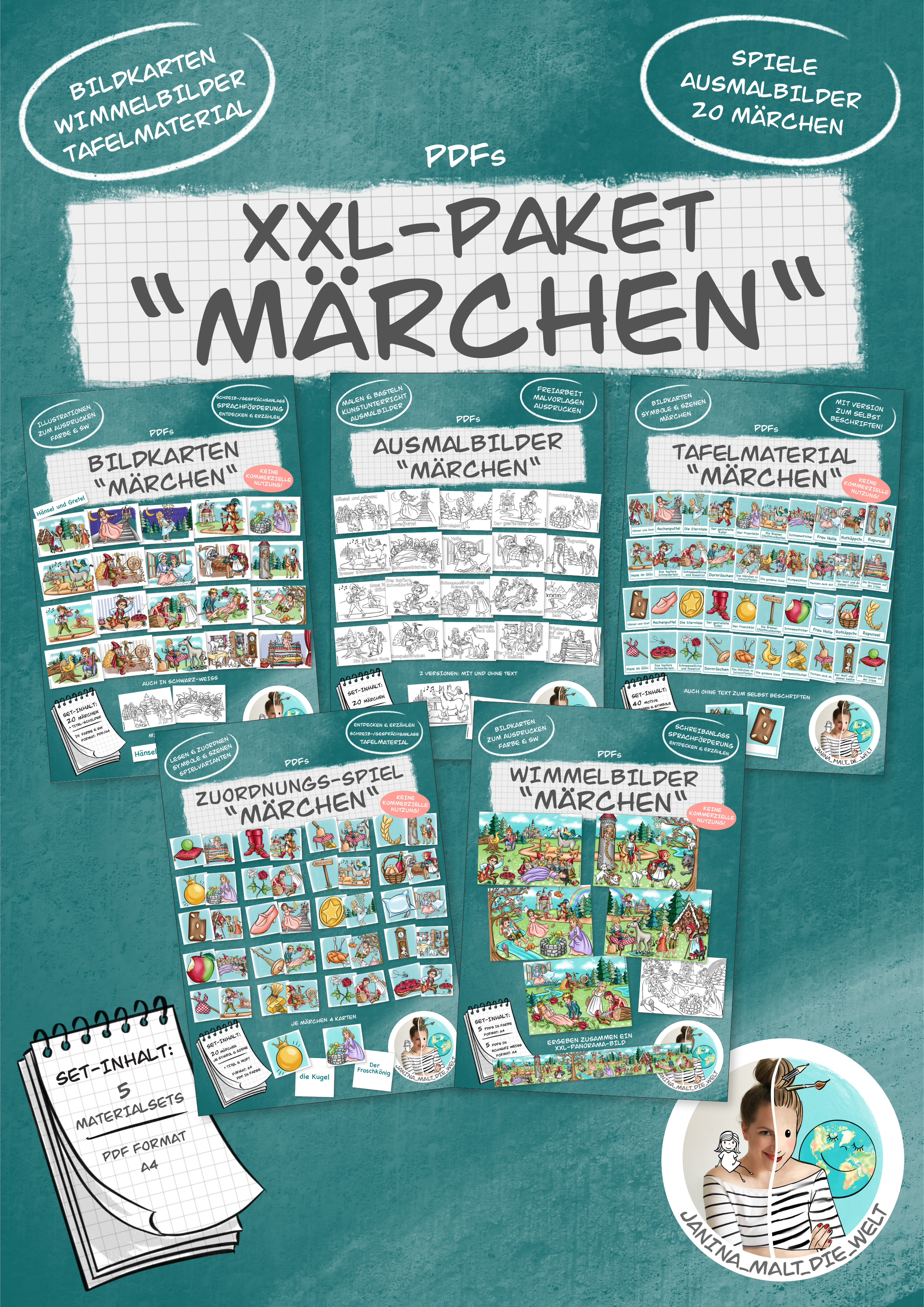 XXL-Materialpaket "Märchen" Wimmelbilder/Bildkarten/Ausmalbilder ...