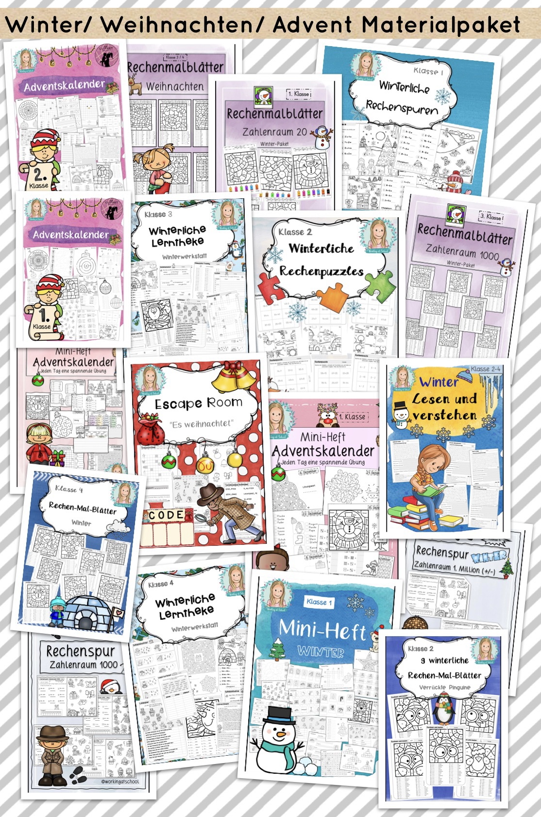 Mega-Paket WINTER/ WEIHNACHTEN/ ADVENT: Materialpaket (1-4.Klasse ...
