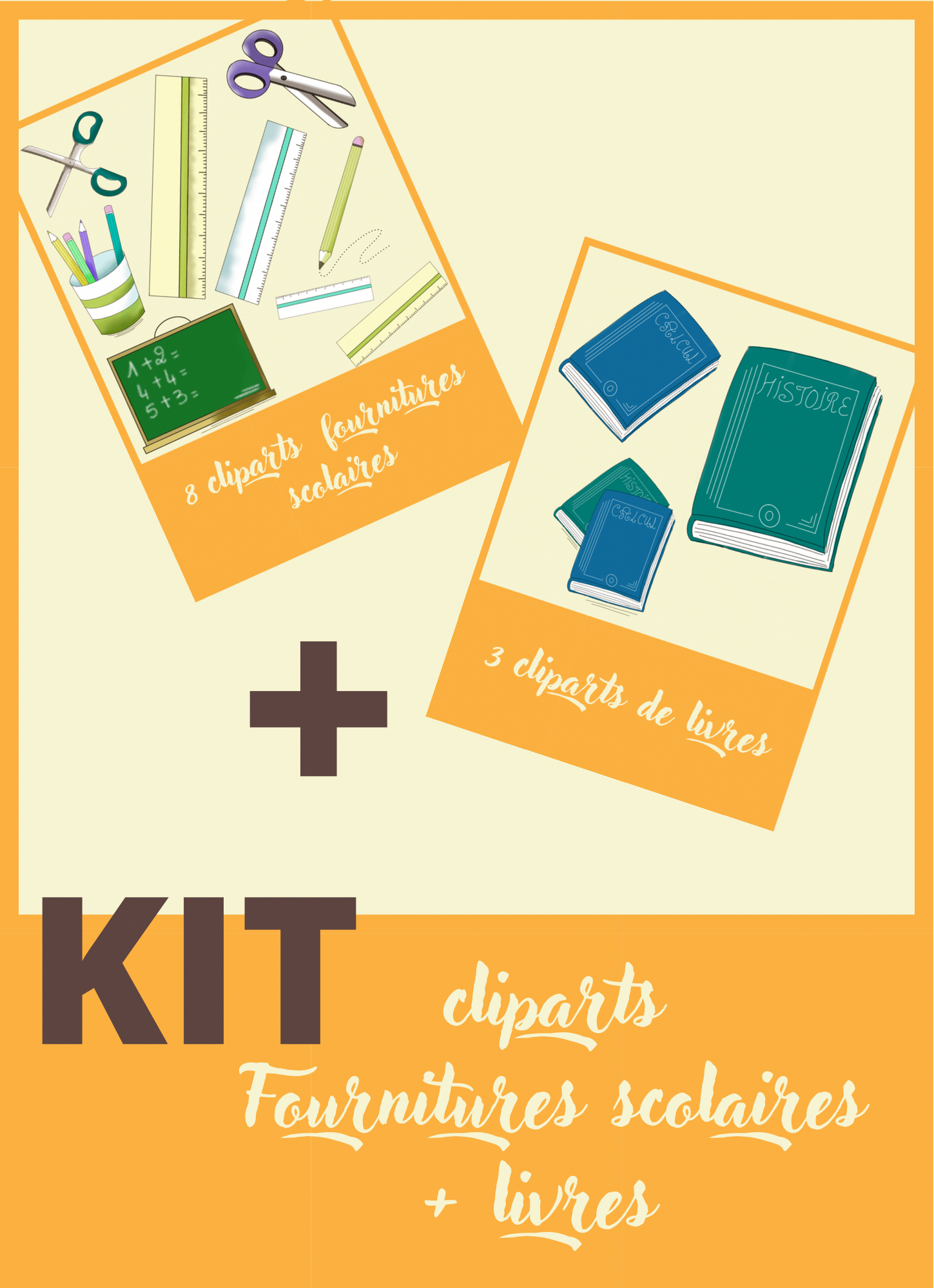 Kit pédagogique cliparts fournitures scolaires + livres - Ressource ...