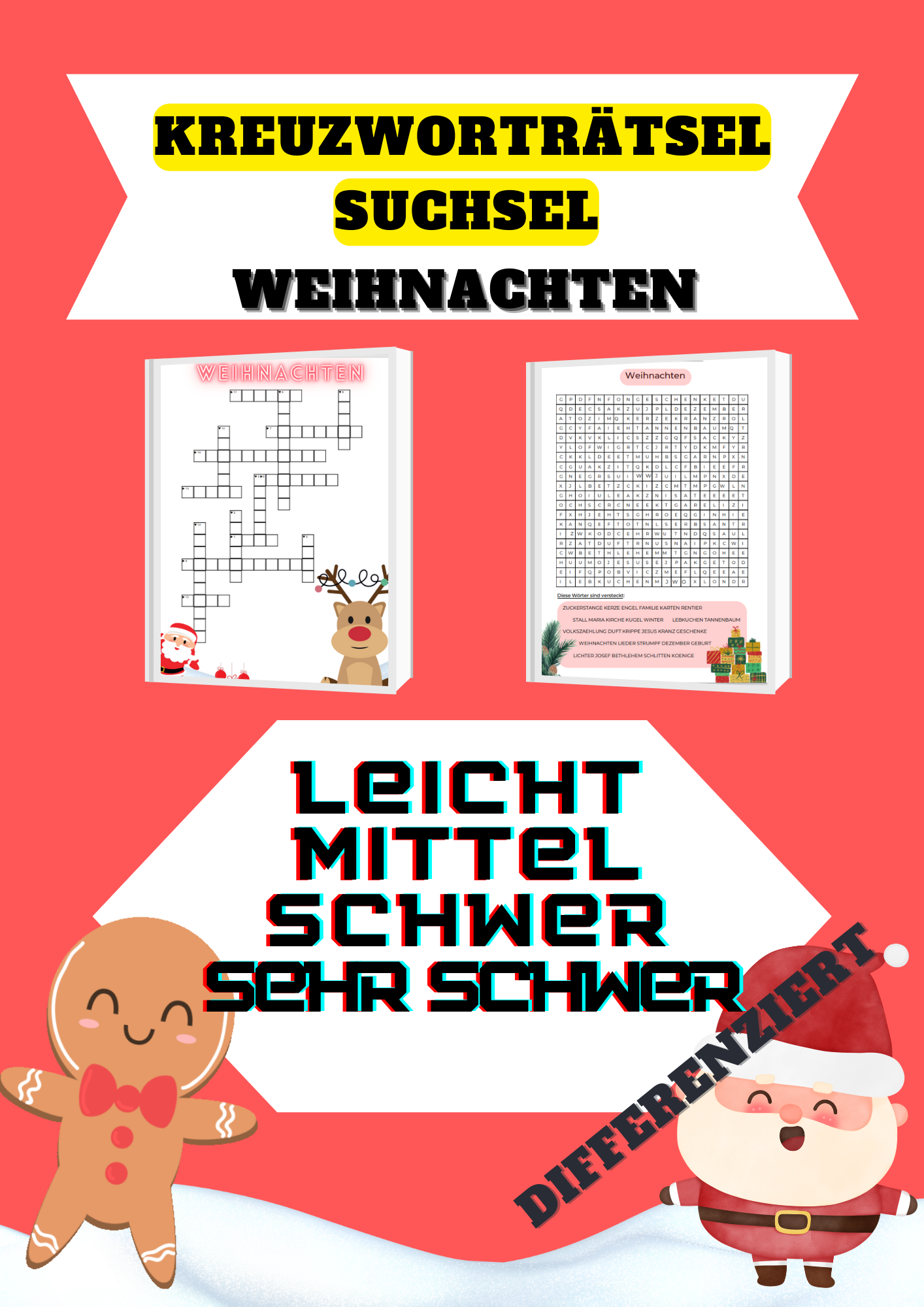 Materialpaket Weihnachten 2 (differenziert) | Rätsel - Suchsel ...