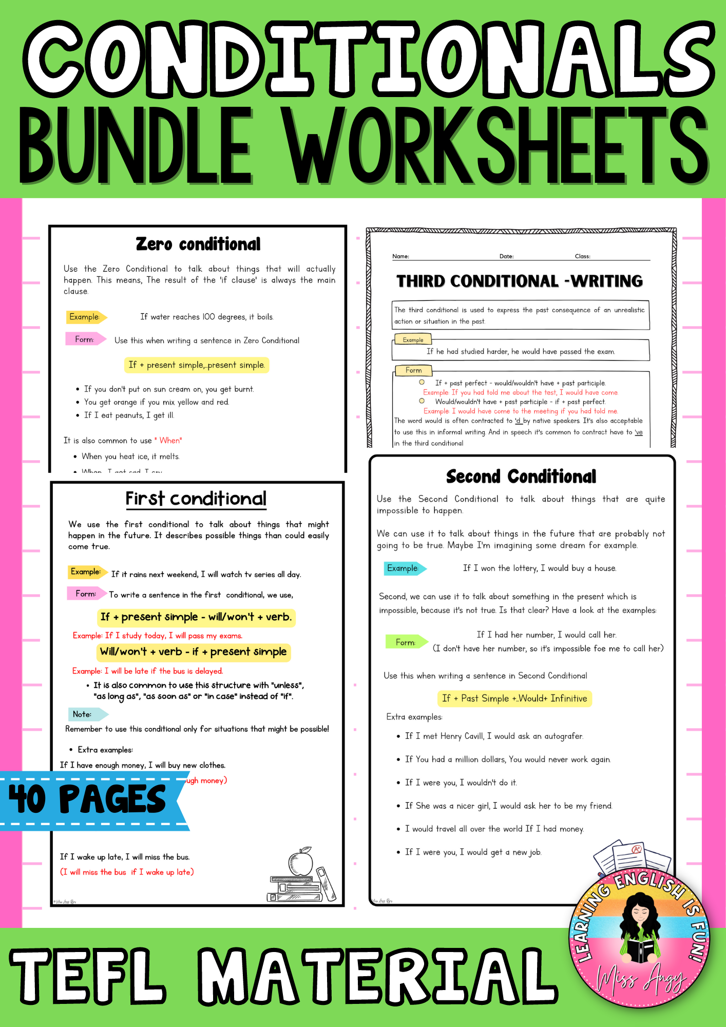 Bundle Conditionals Worksheets | Paquete de Materiales Conditionals ...