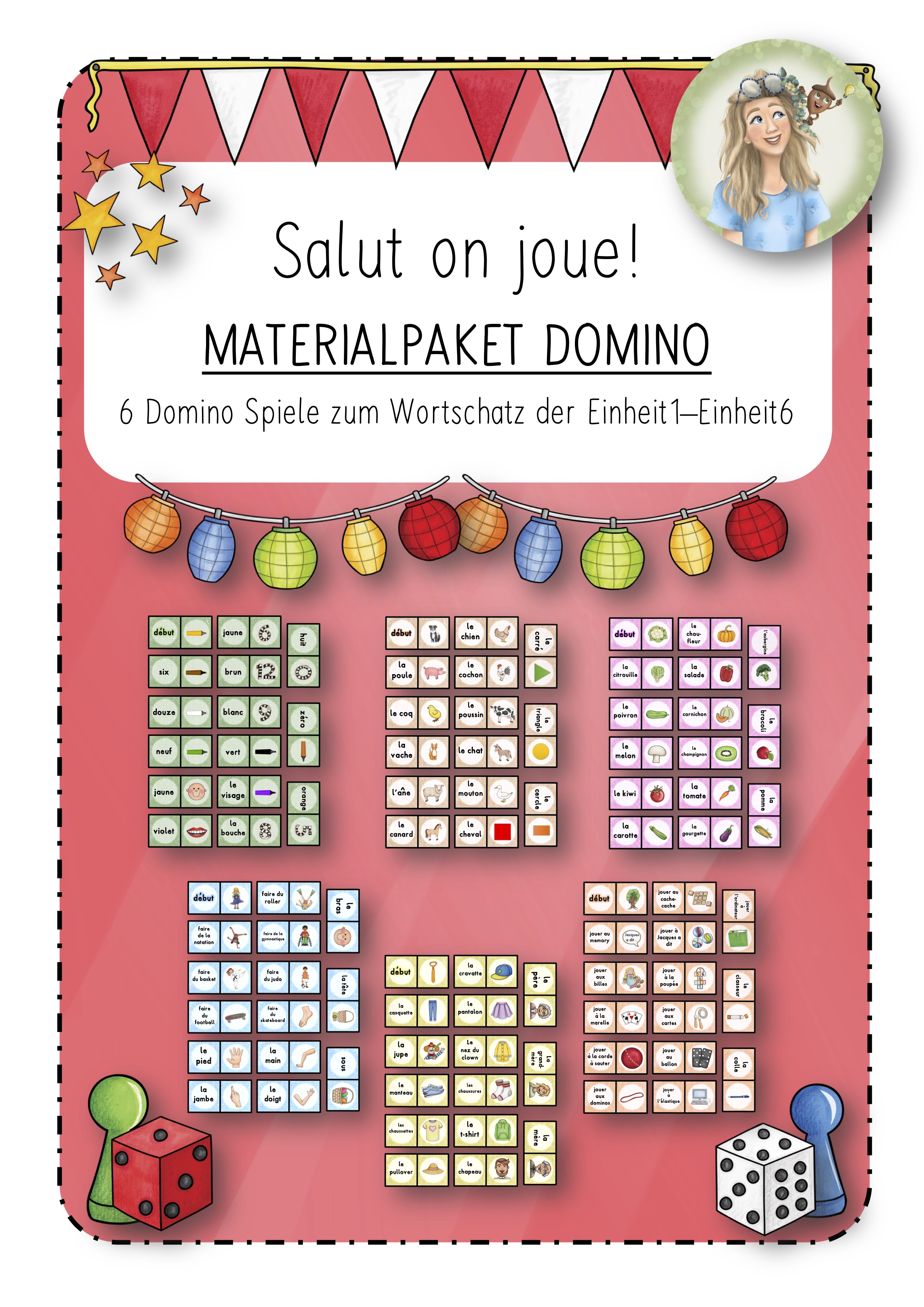 Materialpaket 6 Domino Spiele zur Einheit 1-6 (Français ...