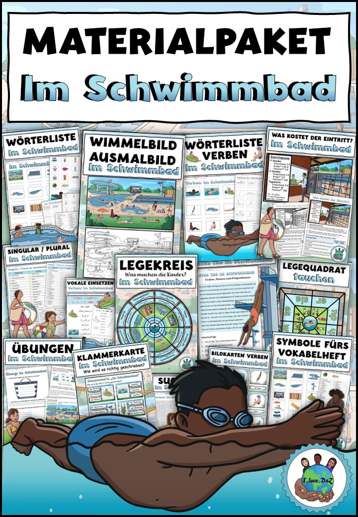 Materialpaket "Im Schwimmbad" DaZ / DaF / Deutsch (wachsend ...