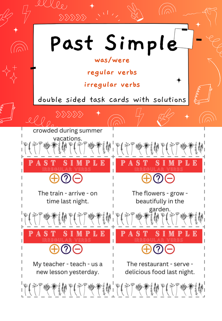 Past Simple - Task Cards -Materialpaket (72 cards ...