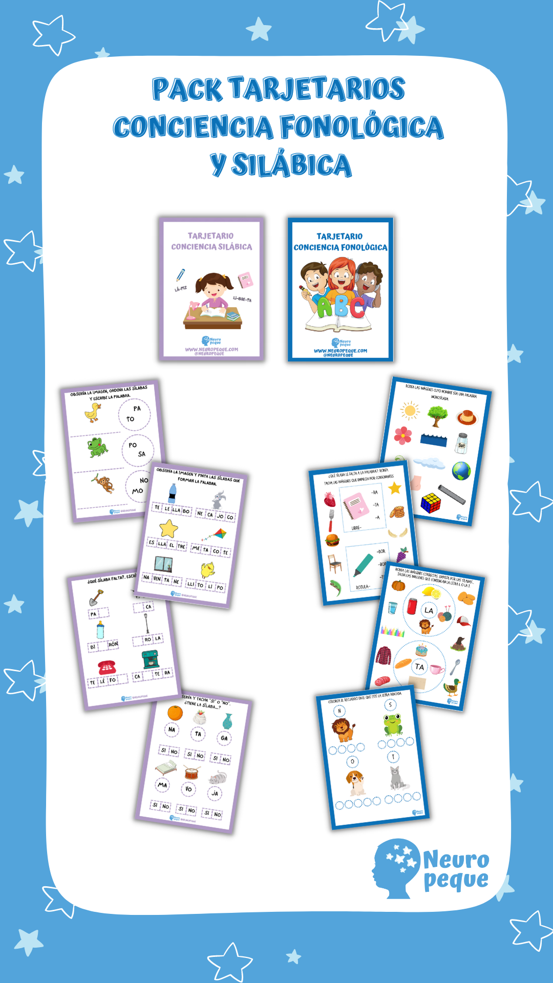 PACK TARJETARIO CONCIENCIA FONOLÓGICA Y SILÁBICA - material de la ...
