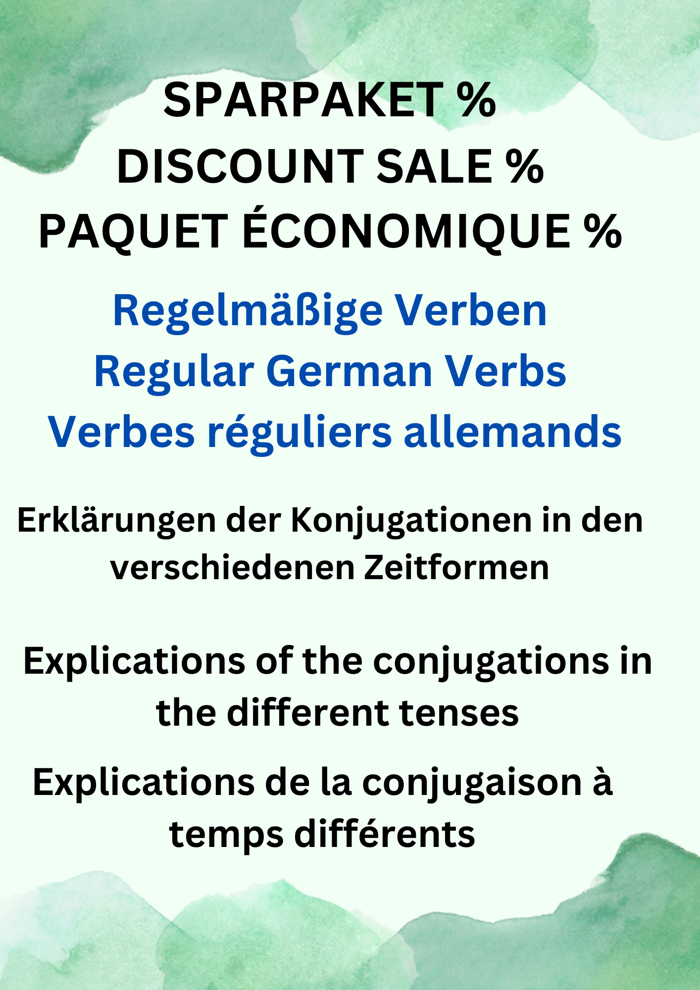 SALE Regelmässige Verben - Regular German Verbs - Verbes réguliers ...