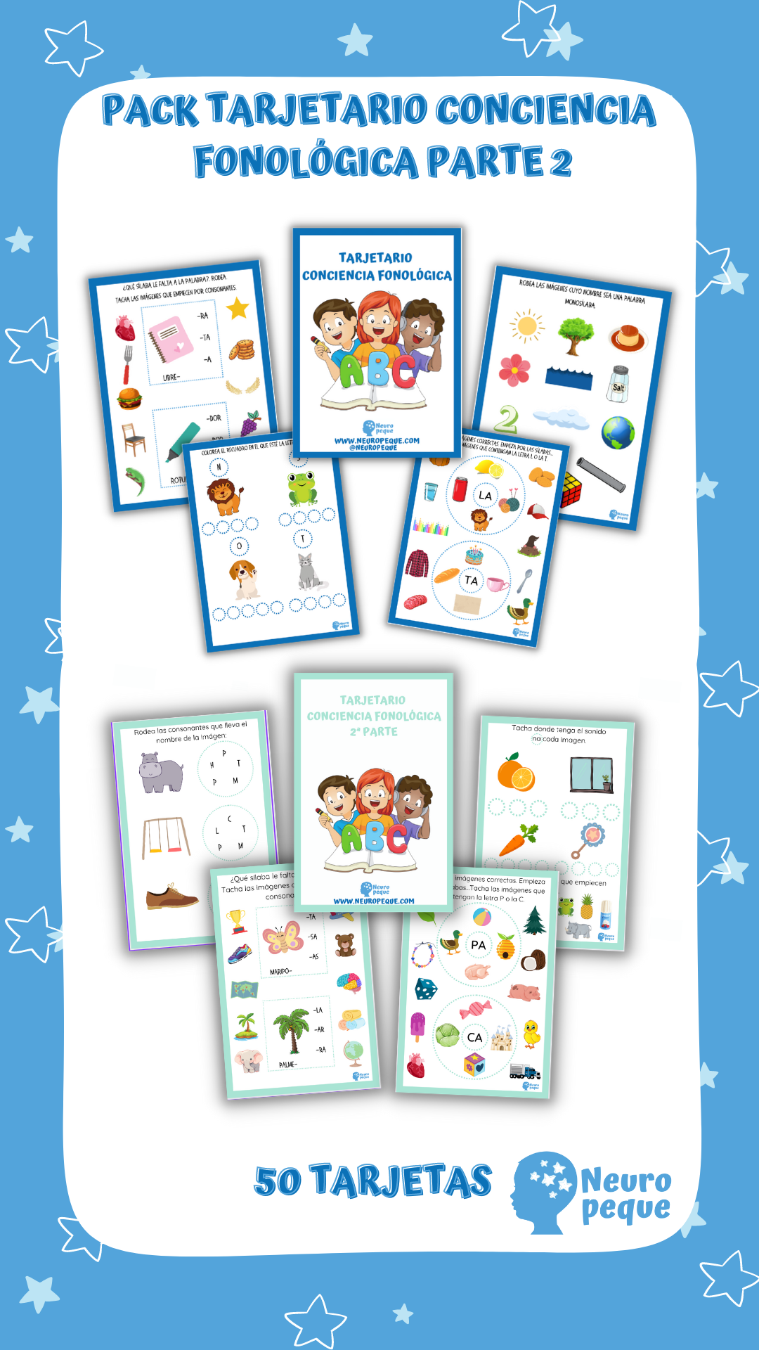 PACK TARJETARIOS CONCIENCIA FONOLÓGICA 1 Y 2 - material de la siguiente ...