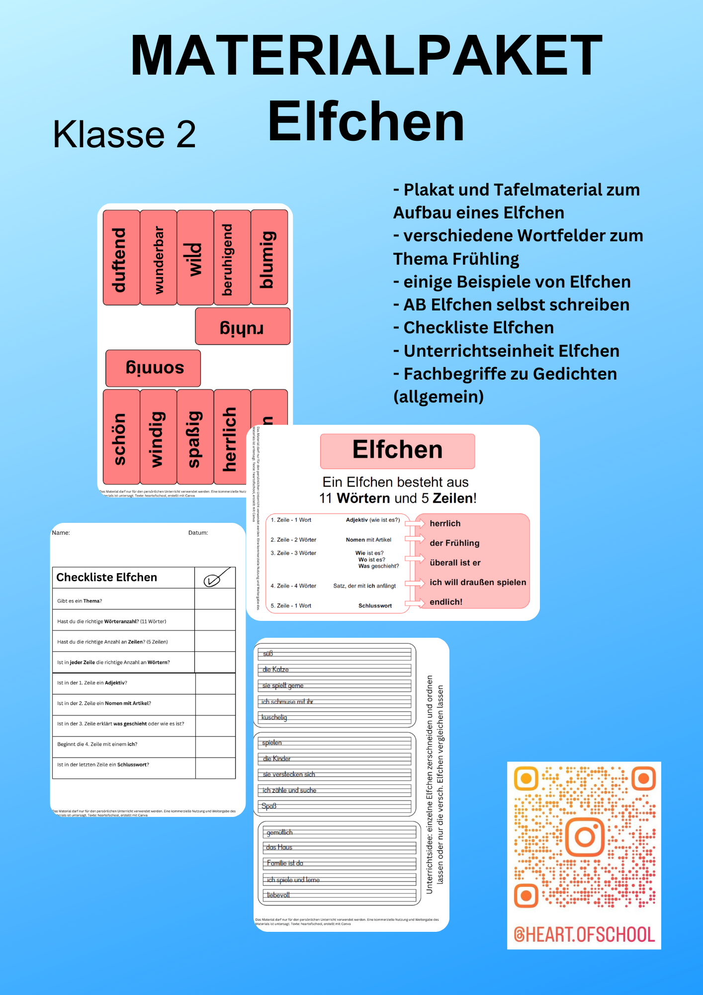 Materialpaket ELFCHEN (Gedicht) kennenlernen, untersuchen, schreiben ...