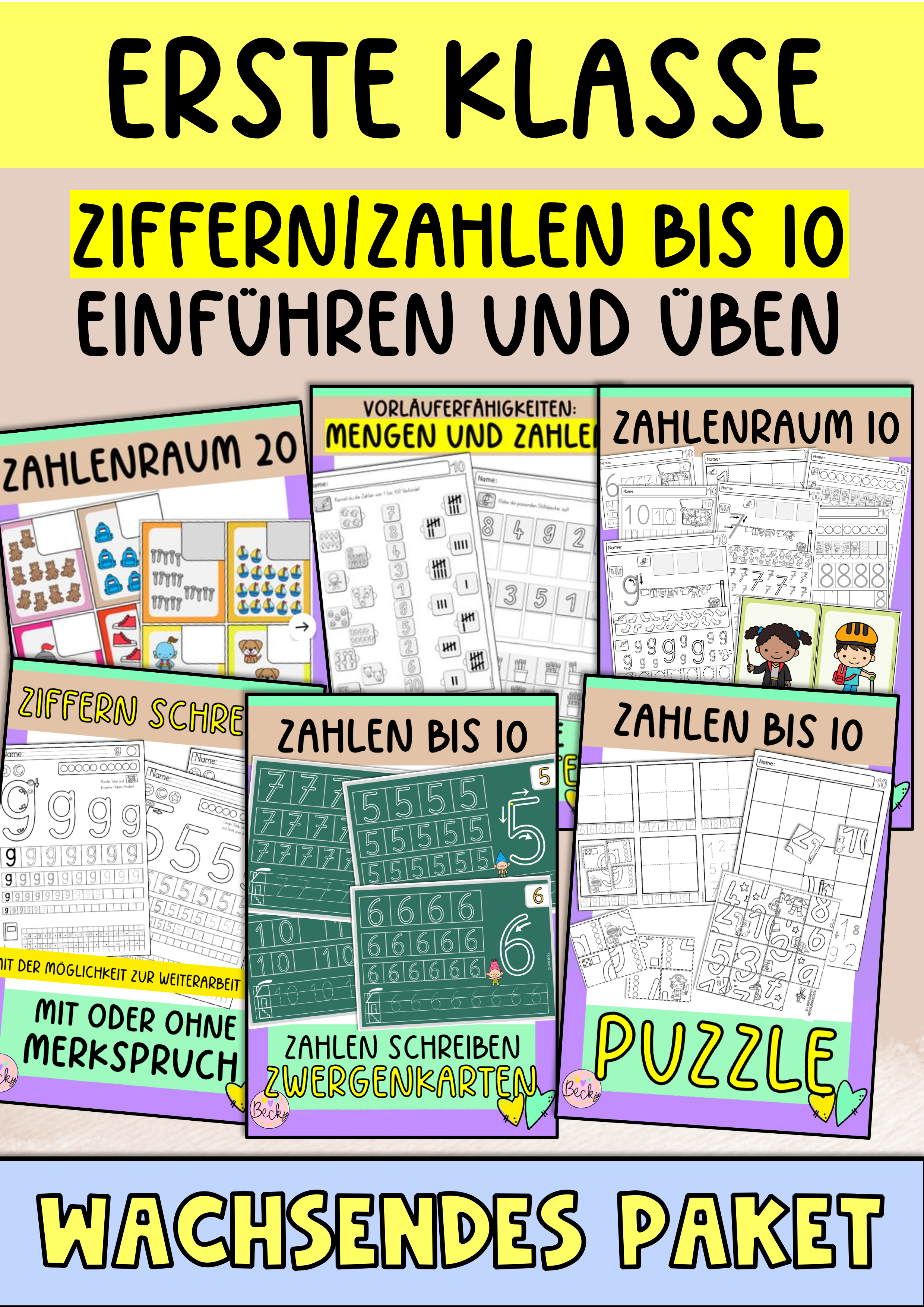 Materialpaket: Ziffern/Zahlen einführen bis 10 – Unterrichtsmaterial im ...