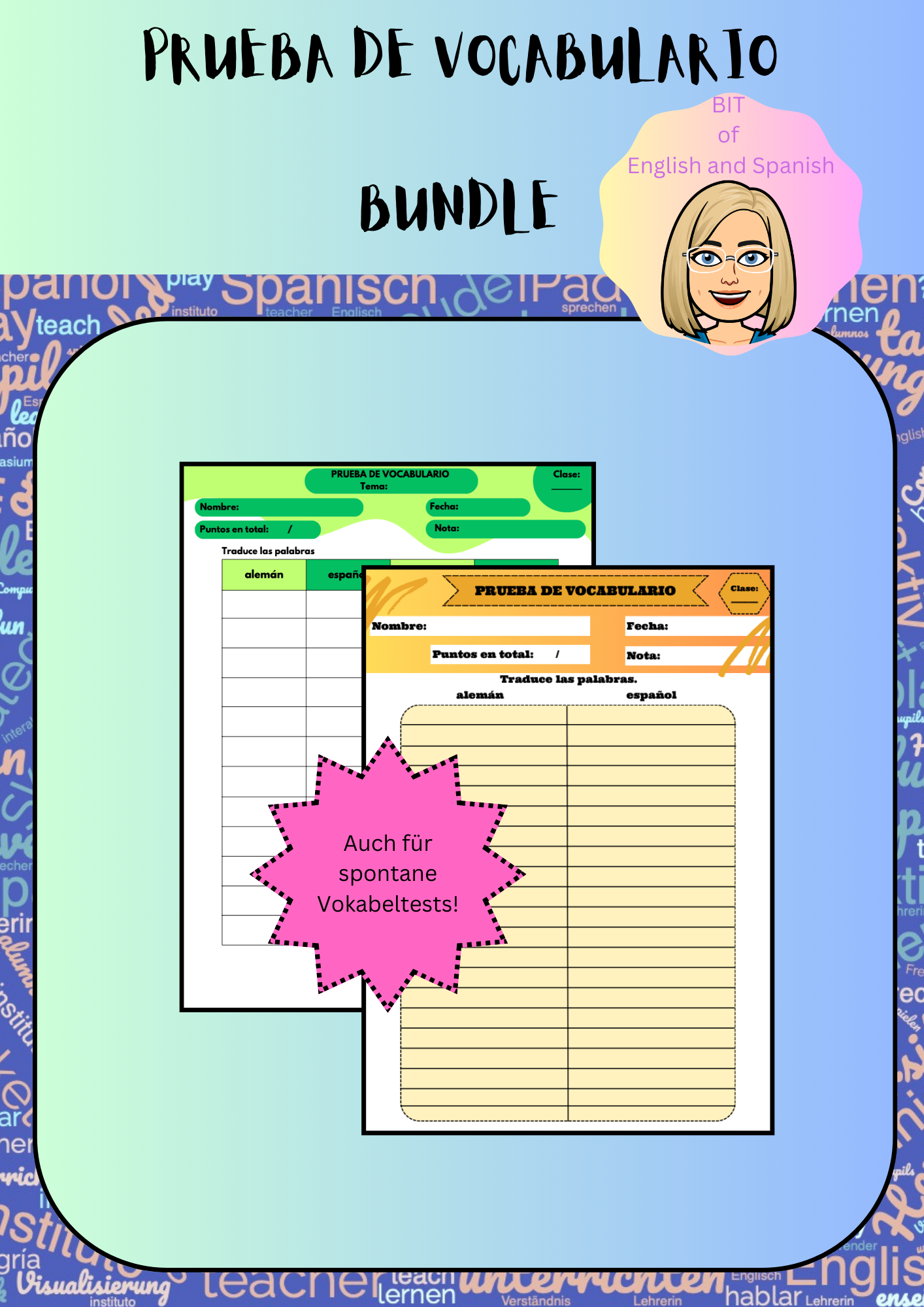 Materialpaket - Prueba de Vocabulario – Unterrichtsmaterial im Fach ...