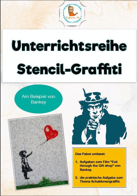 Materialpaket Stencil Graffiti Banksy – Unterrichtsmaterial im Fach Kunst