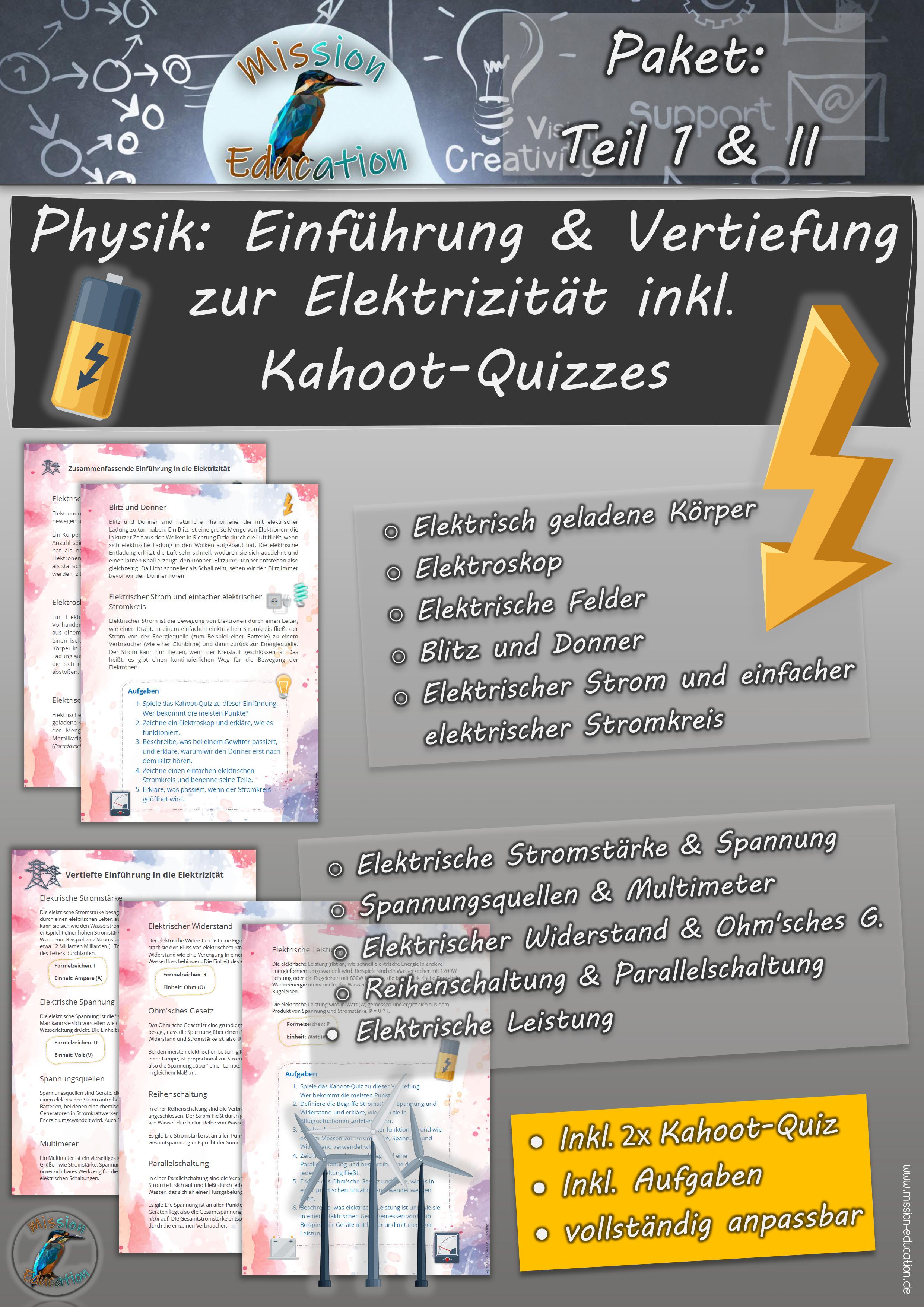 Physik: Einführung & Vertiefung zur Elektrizität inkl. Kahoot-Quizzes ...
