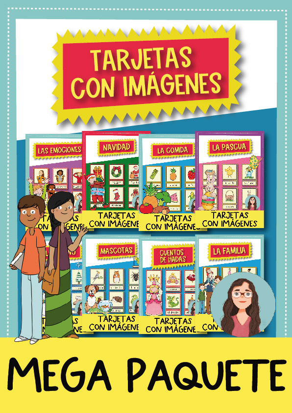 Tarjetas con imágenes: MEGA paquete de materiales (español) - material ...