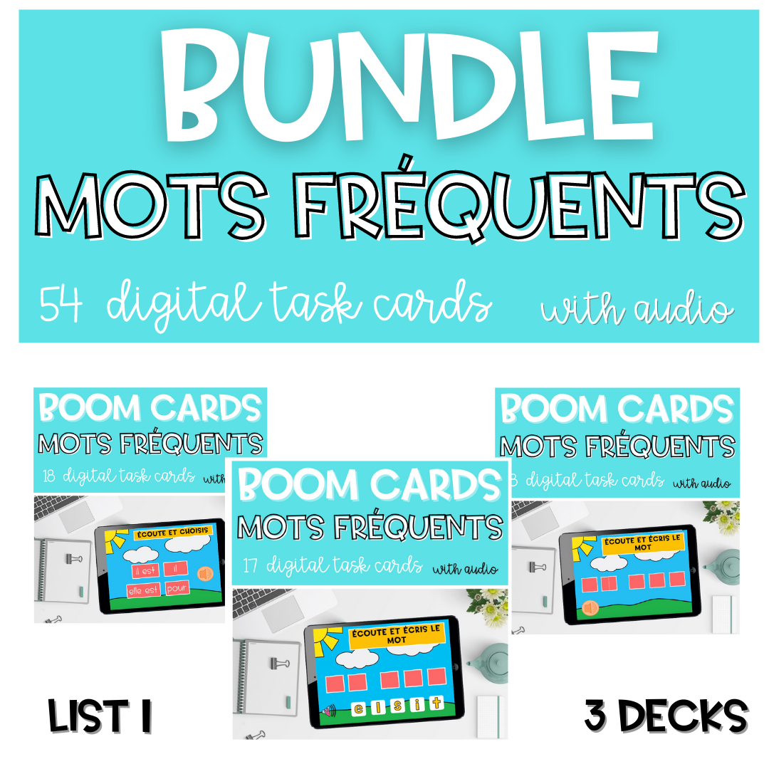 Materialpaket BOOM CARDS with audio | Mots fréquents outils LISTE 1 ...