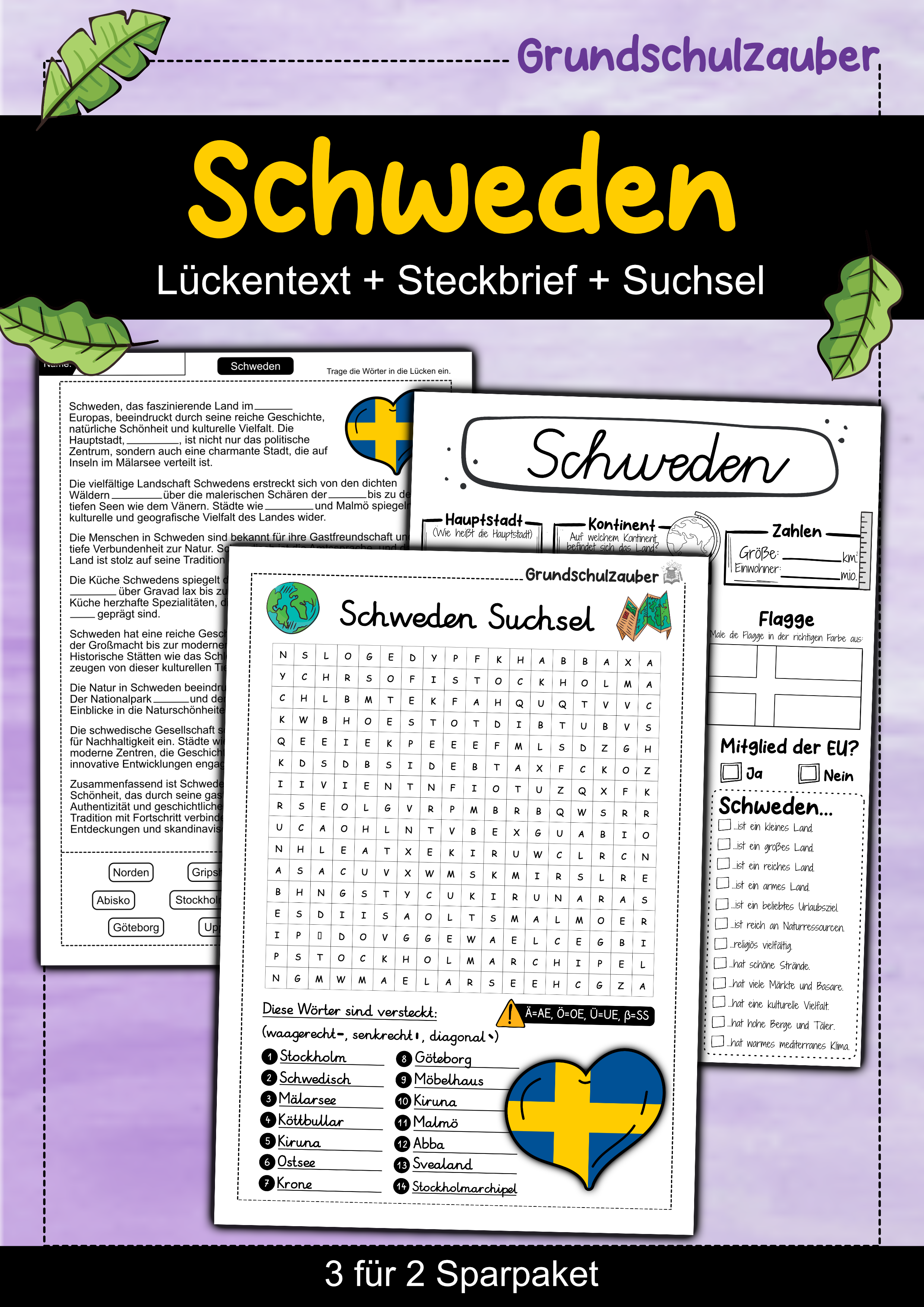 Schweden - 3 für 2 Sparpaket - Materialpaket – Unterrichtsmaterial in ...