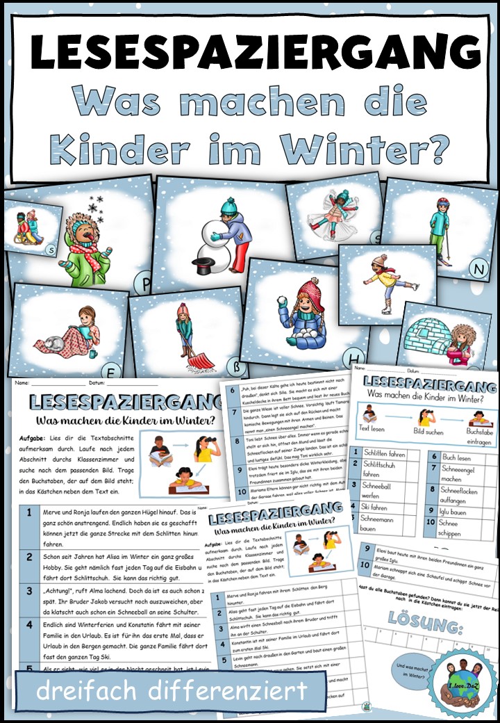 Lesespaziergang "Was machen die Kinder im Winter?" dreifach ...