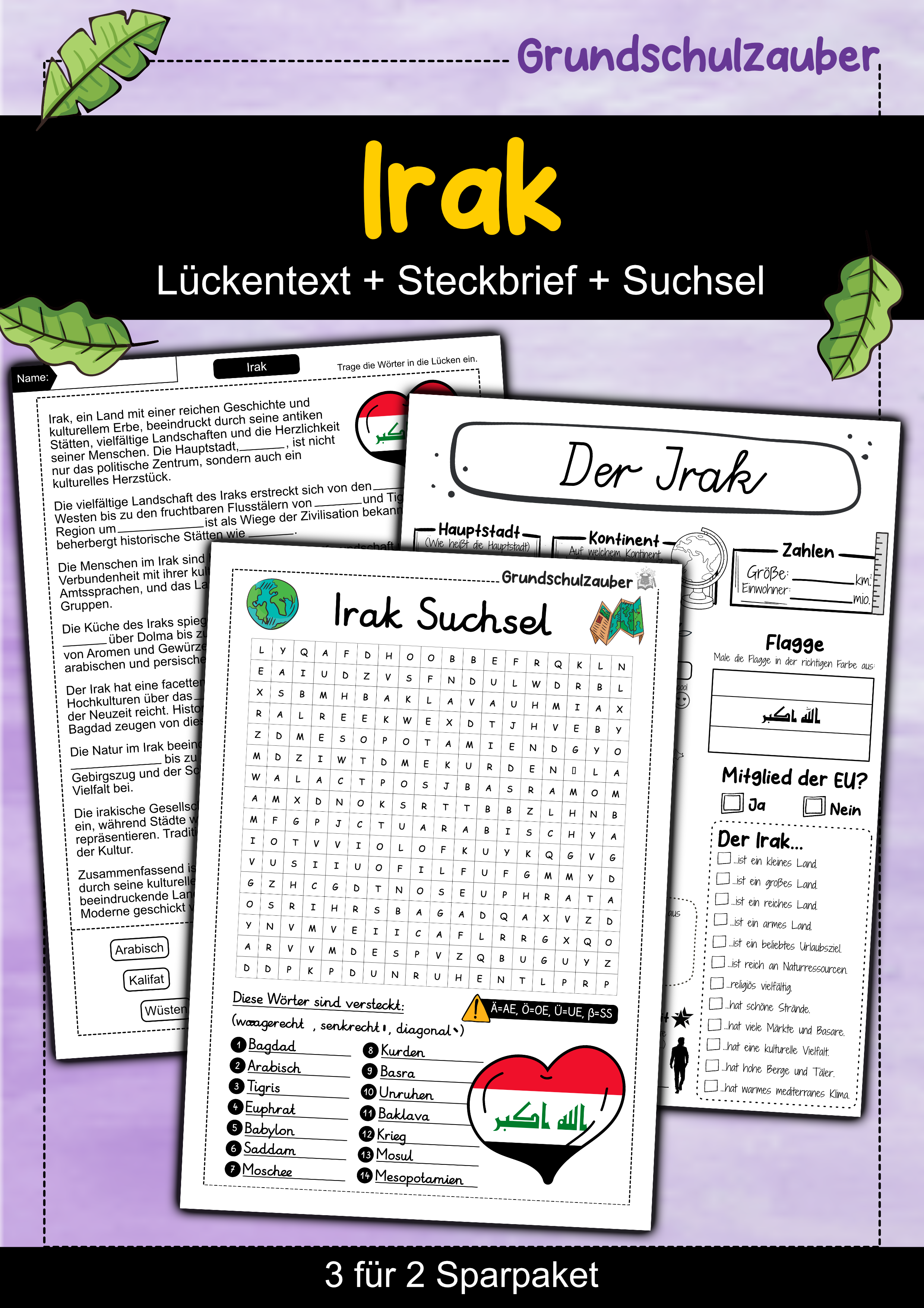 Irak - 3 für 2 Sparpaket - Materialpaket – Unterrichtsmaterial in den ...