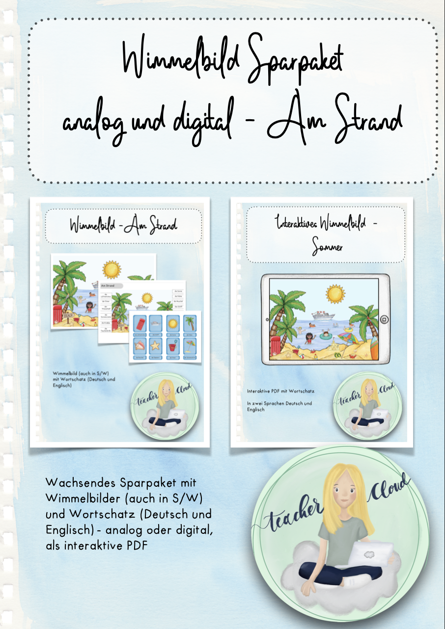 Wimmelbild - Am Strand (analog+digital) – Unterrichtsmaterial in den ...