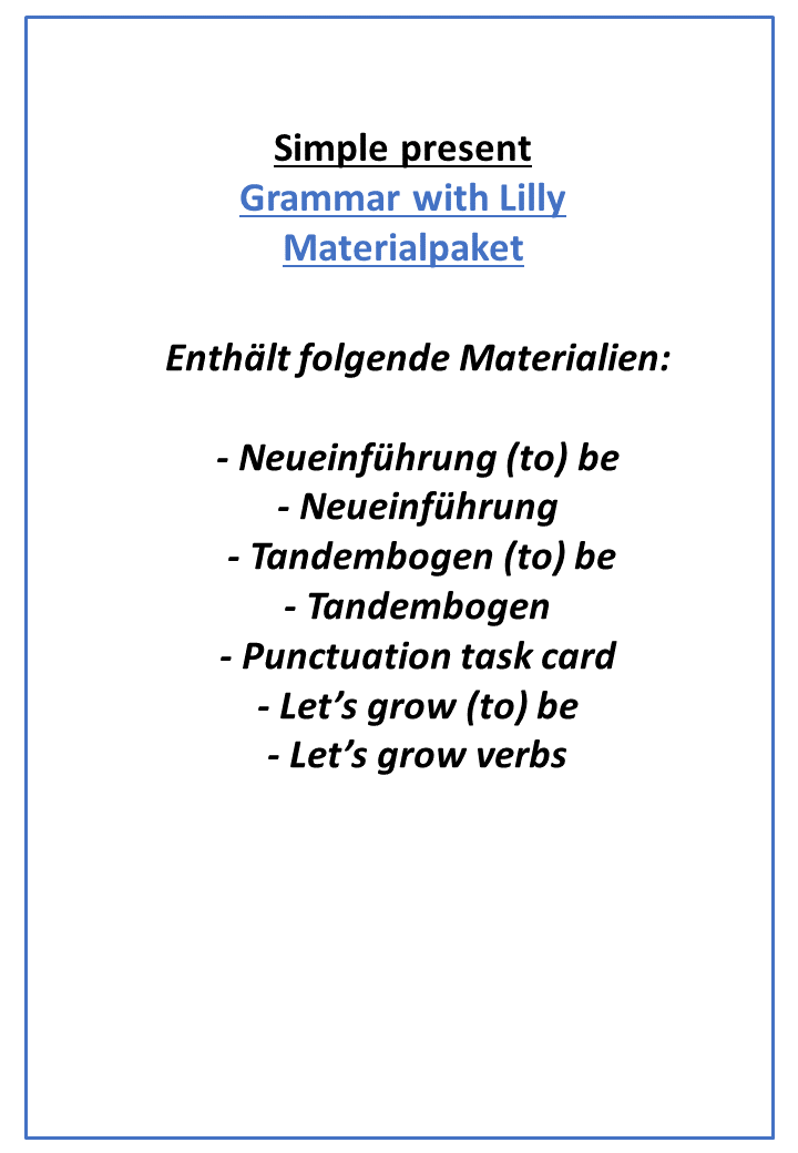 Materialpaket simple present – Unterrichtsmaterial im Fach Englisch