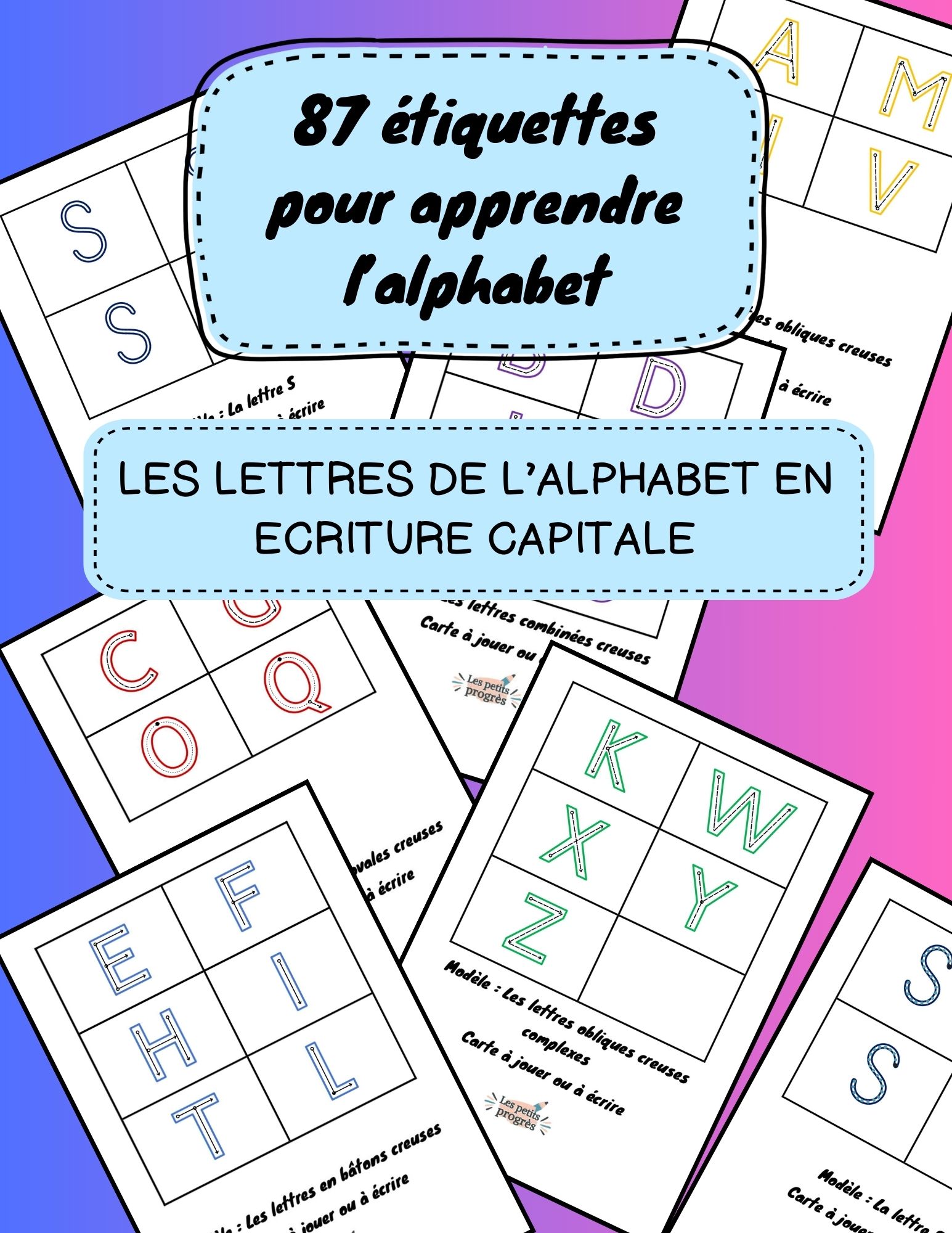Kit pédagogique : 87 cartes - Les lettres de l'alphabet en écriture ...