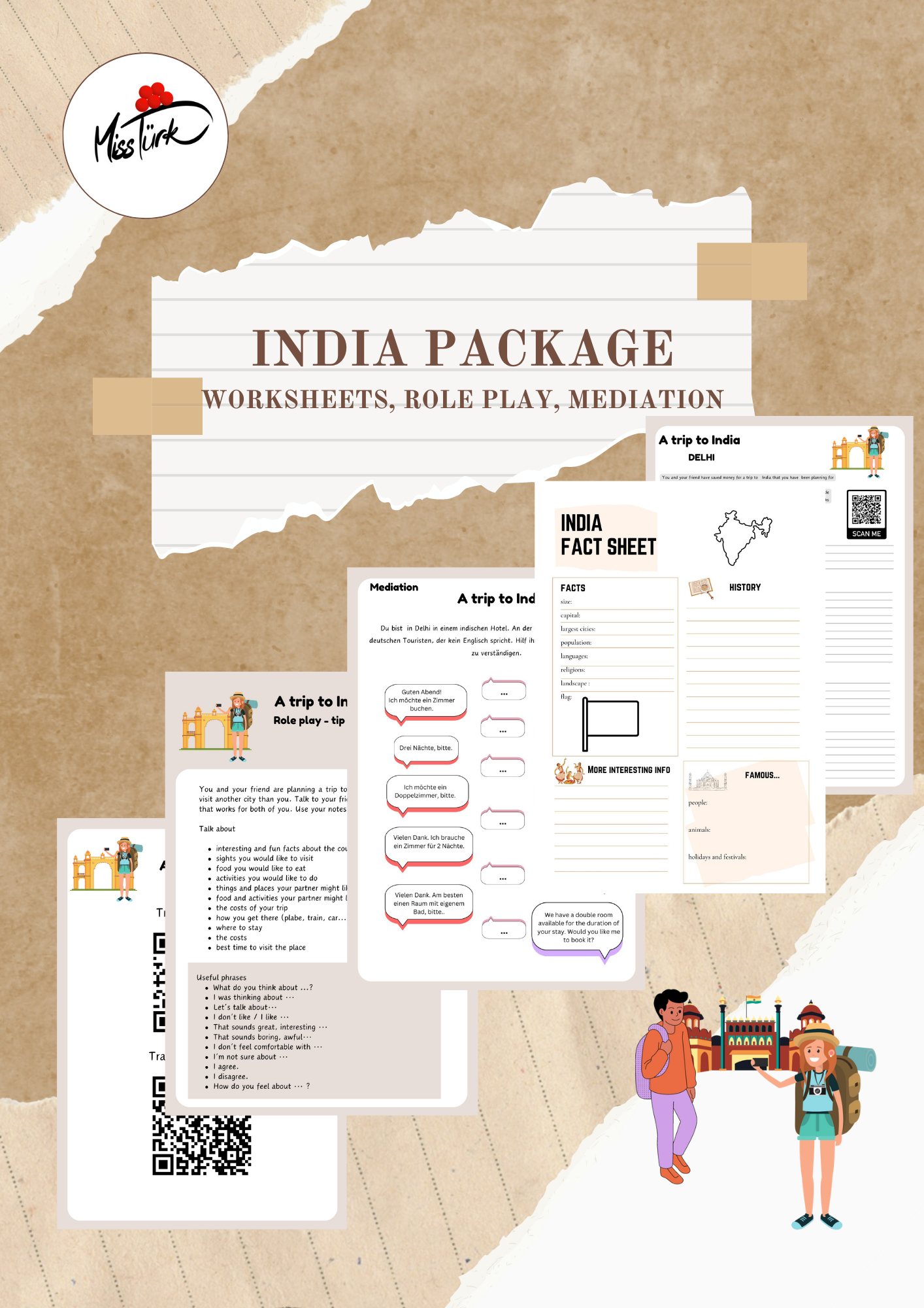 Materialpaket INDIA - Arbeitsblätter, Mediation, Recherche – Unterrichtsmaterial im Fach Englisch