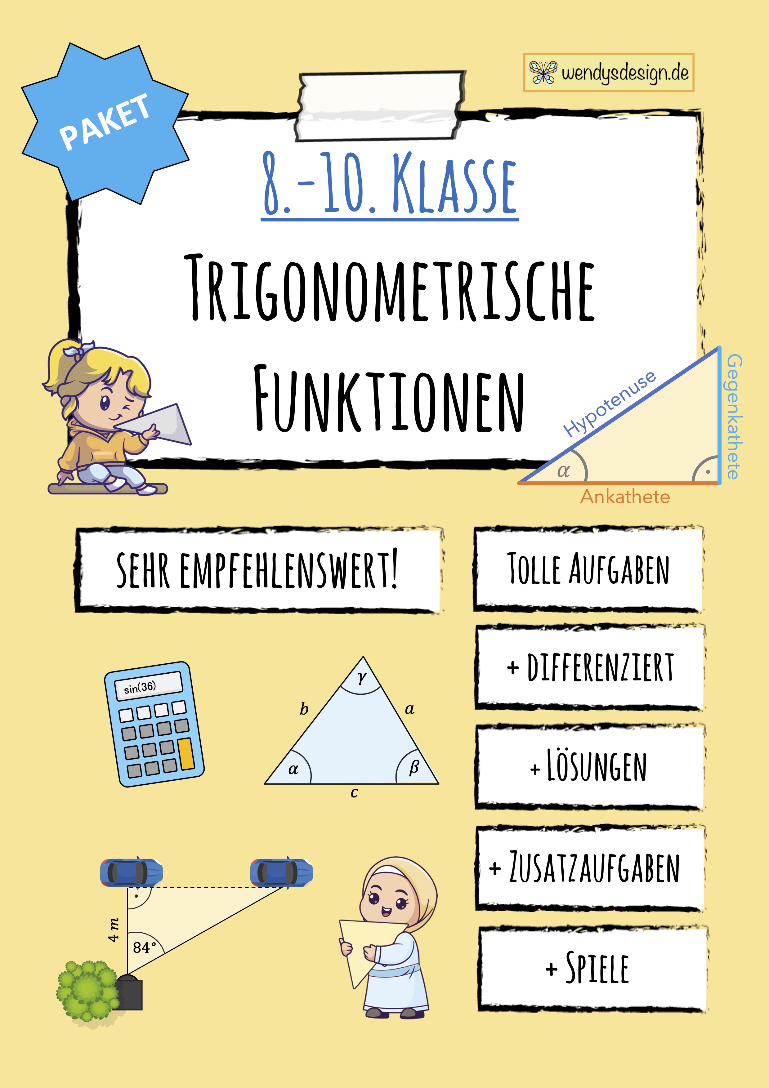 Sinus, Kosinus, Tangens, Sinussatz & Kosinussatz - PAKET ...