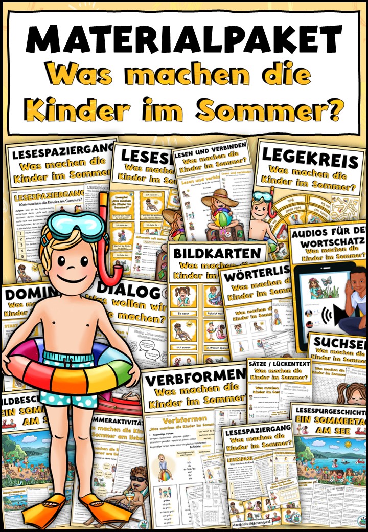 Materialpaket "Was machen die Kinder im Sommer?" DaZ / DaF / Deutsch ...