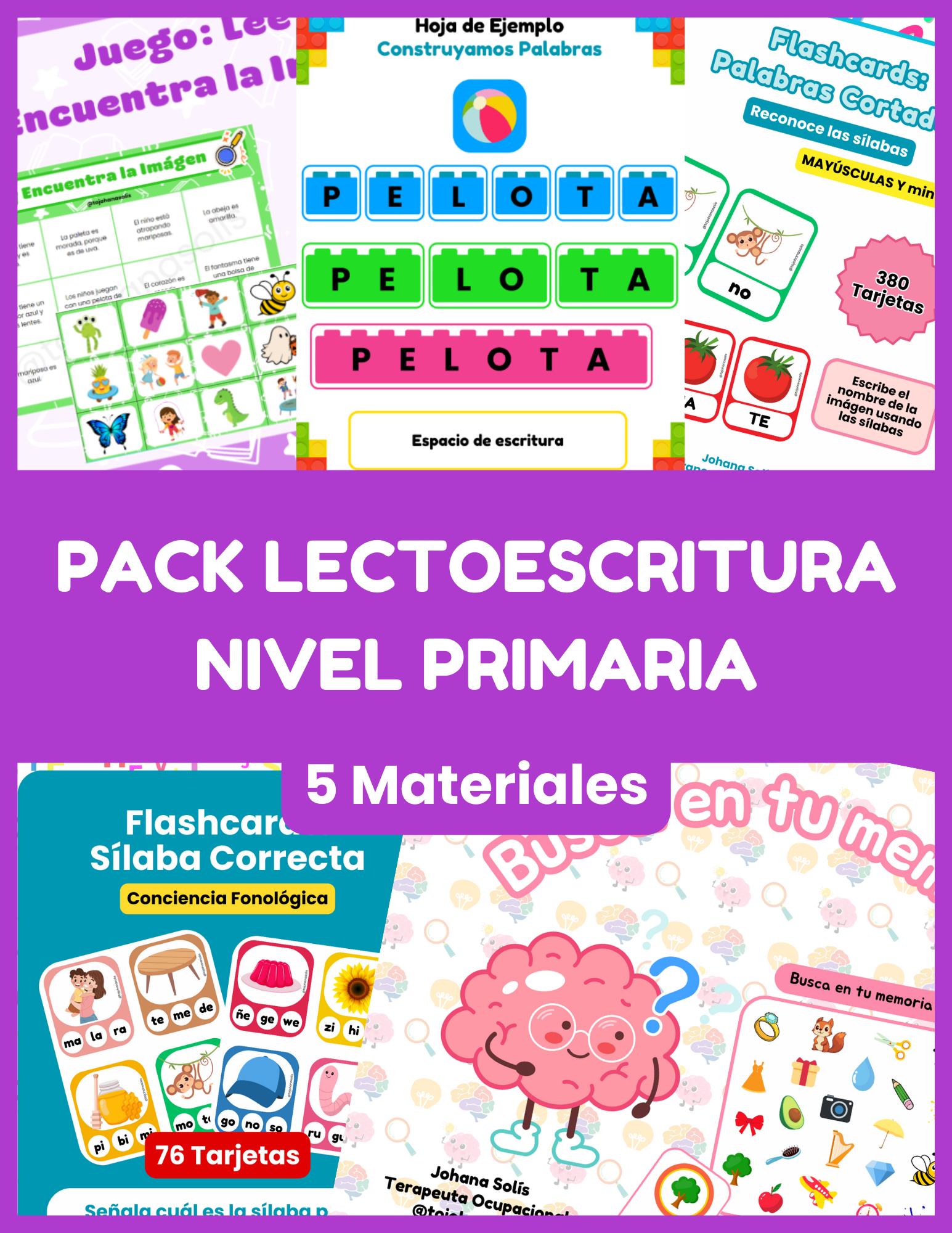 PACK LECTOESCRITURA NIVEL PRIMARIA - material didáctico de las ...