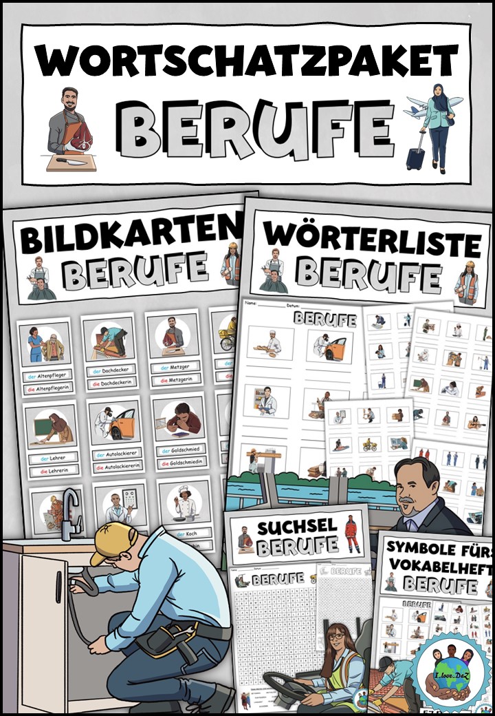 Wortschatzpaket "57 Berufe" DaZ / DaF / Berufsorientierung ...
