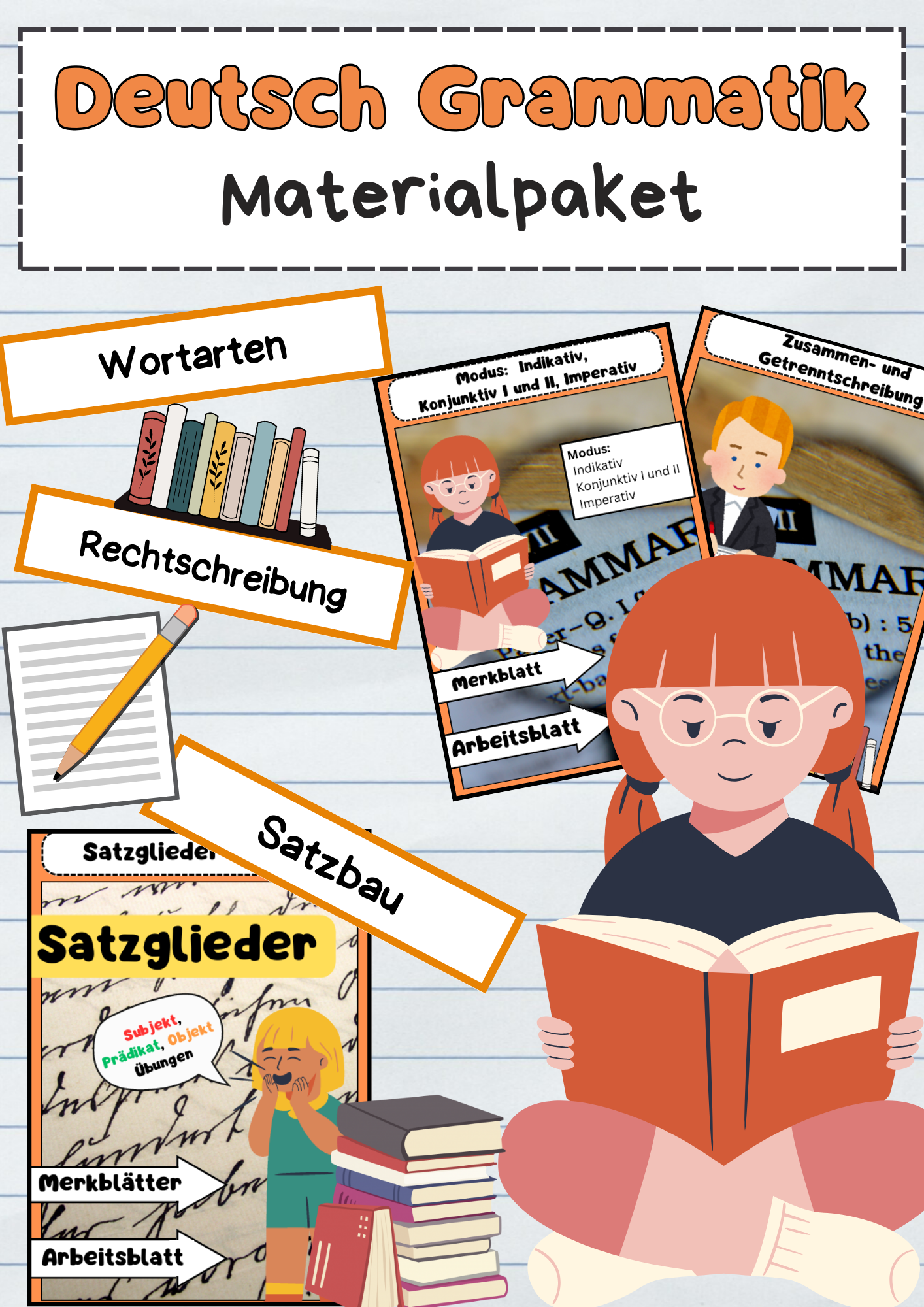 Deutsche Grammatik Materialpaket – Unterrichtsmaterial im Fach Deutsch
