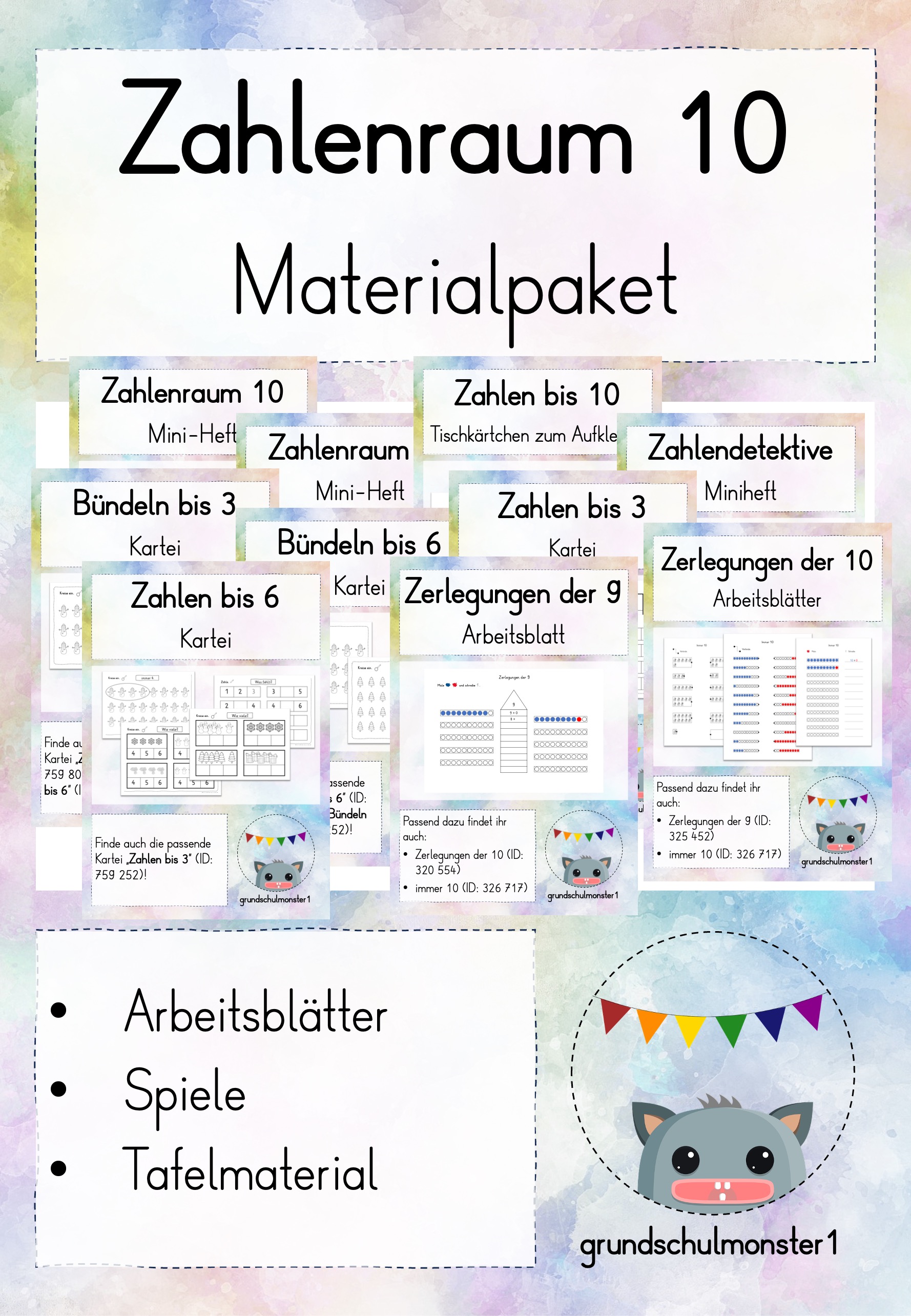 Materialpaket Zahlenraum 10 – Unterrichtsmaterial im Fach Mathematik