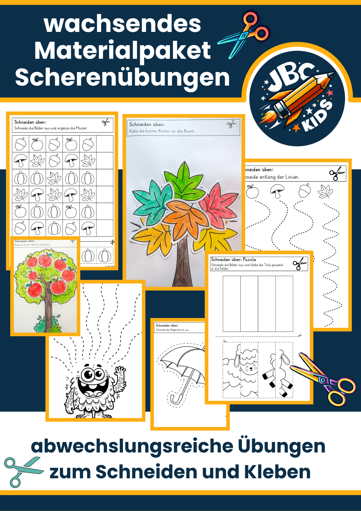 ️ wachsendes Materialpaket Scherenübungen - Schneiden mit der Schere ...