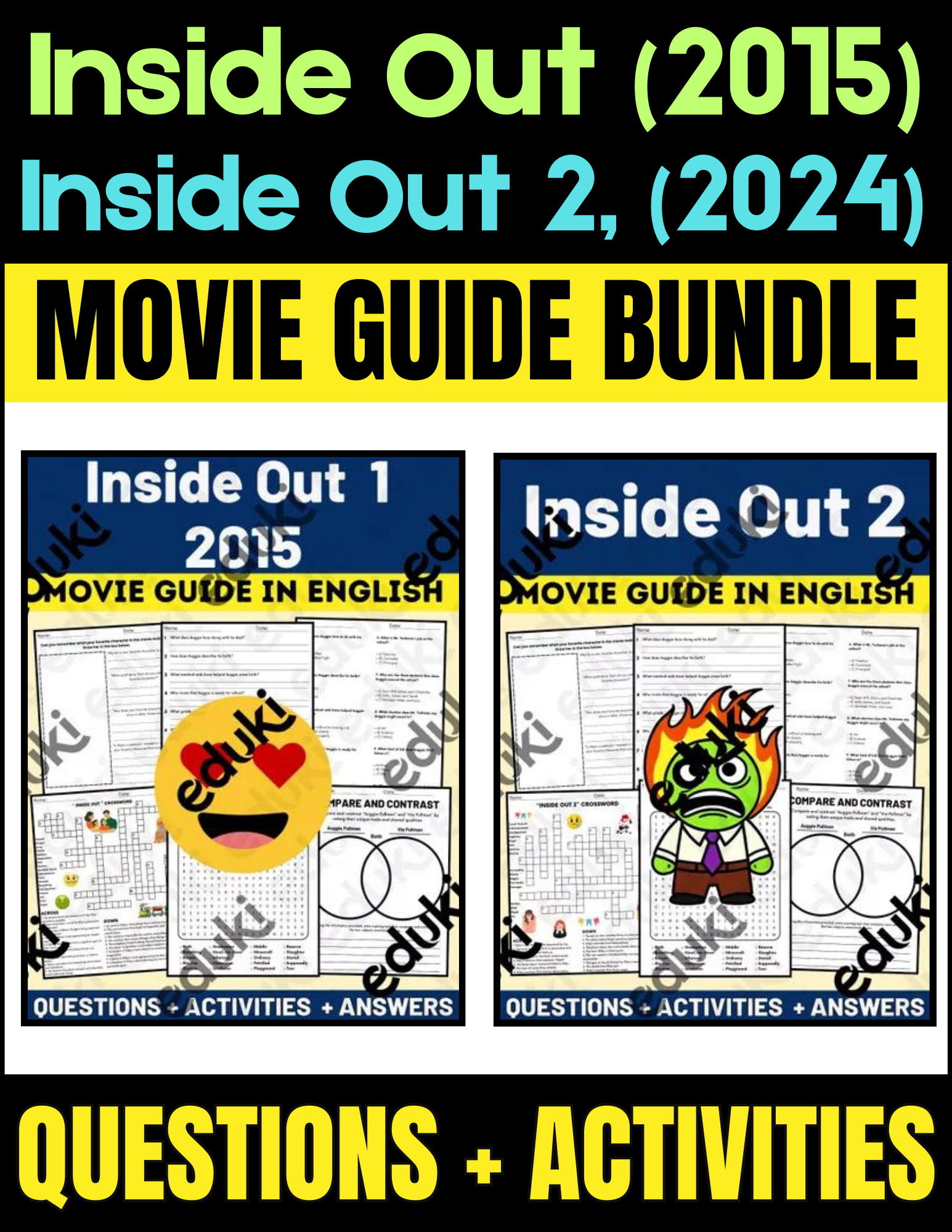 Movie Guide BUNDLE: Inside Out (2015) and Inside Out 2 (2024 ...