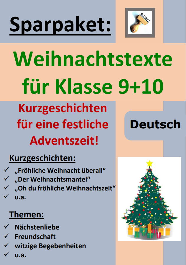 Materialpaket: Weihnachtstexte für Klasse 9+10 (Kurzgeschichten ...
