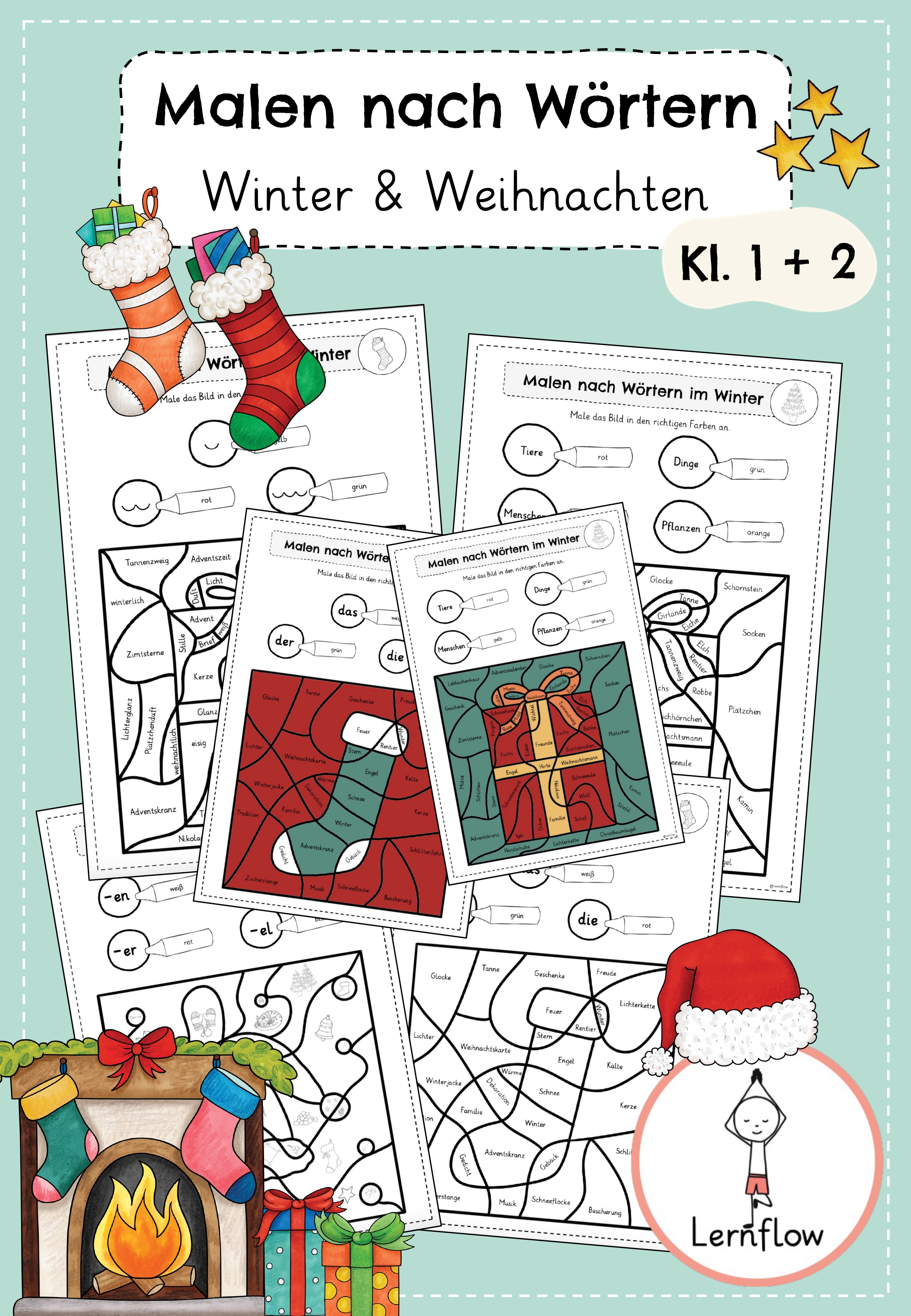Weihnachten Malen nach Wörtern, Grammatik | Kl. 1 + 2 ...