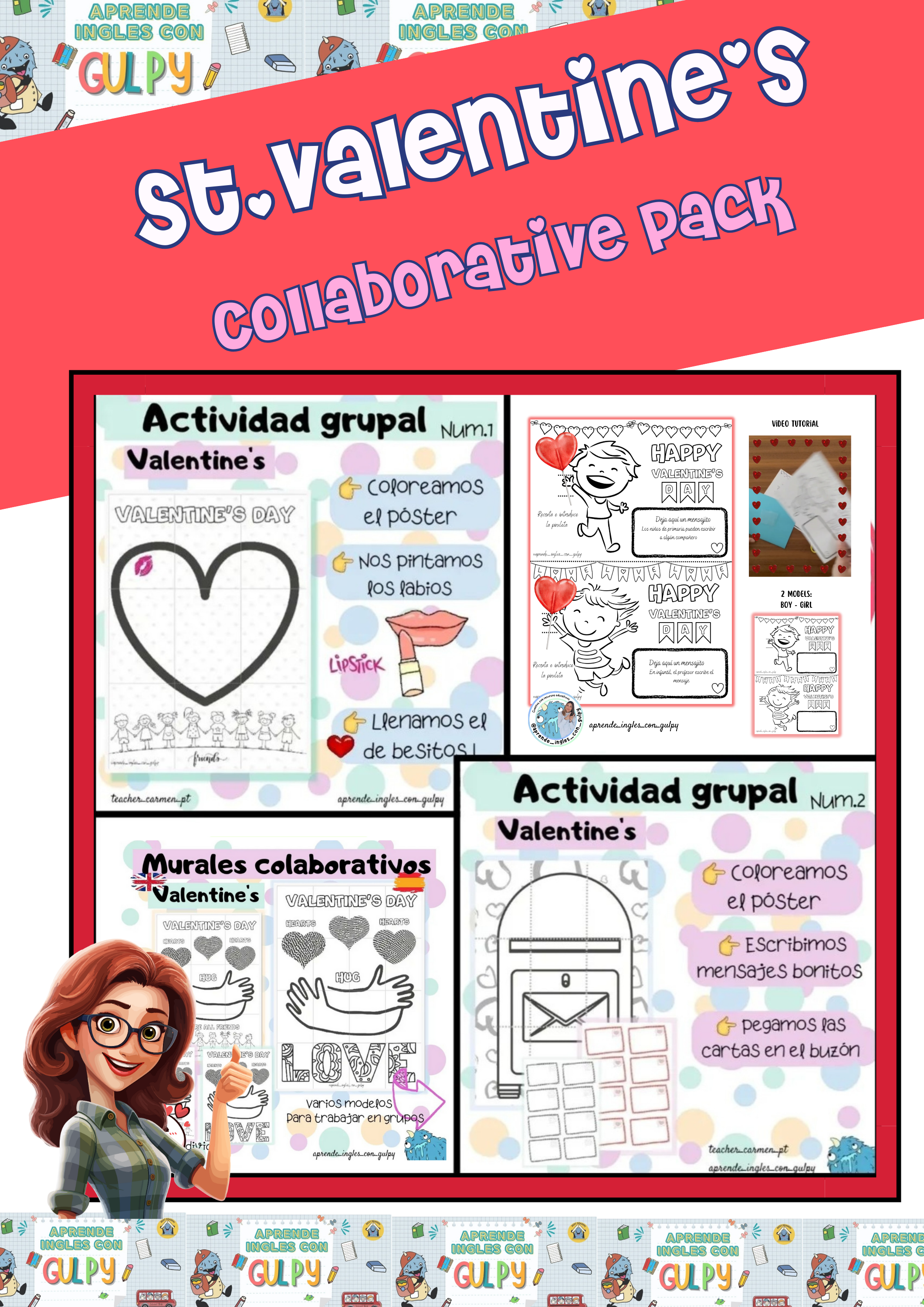St. valentine's COLLABORATIVE ACTIVITY bundle - material de la ...