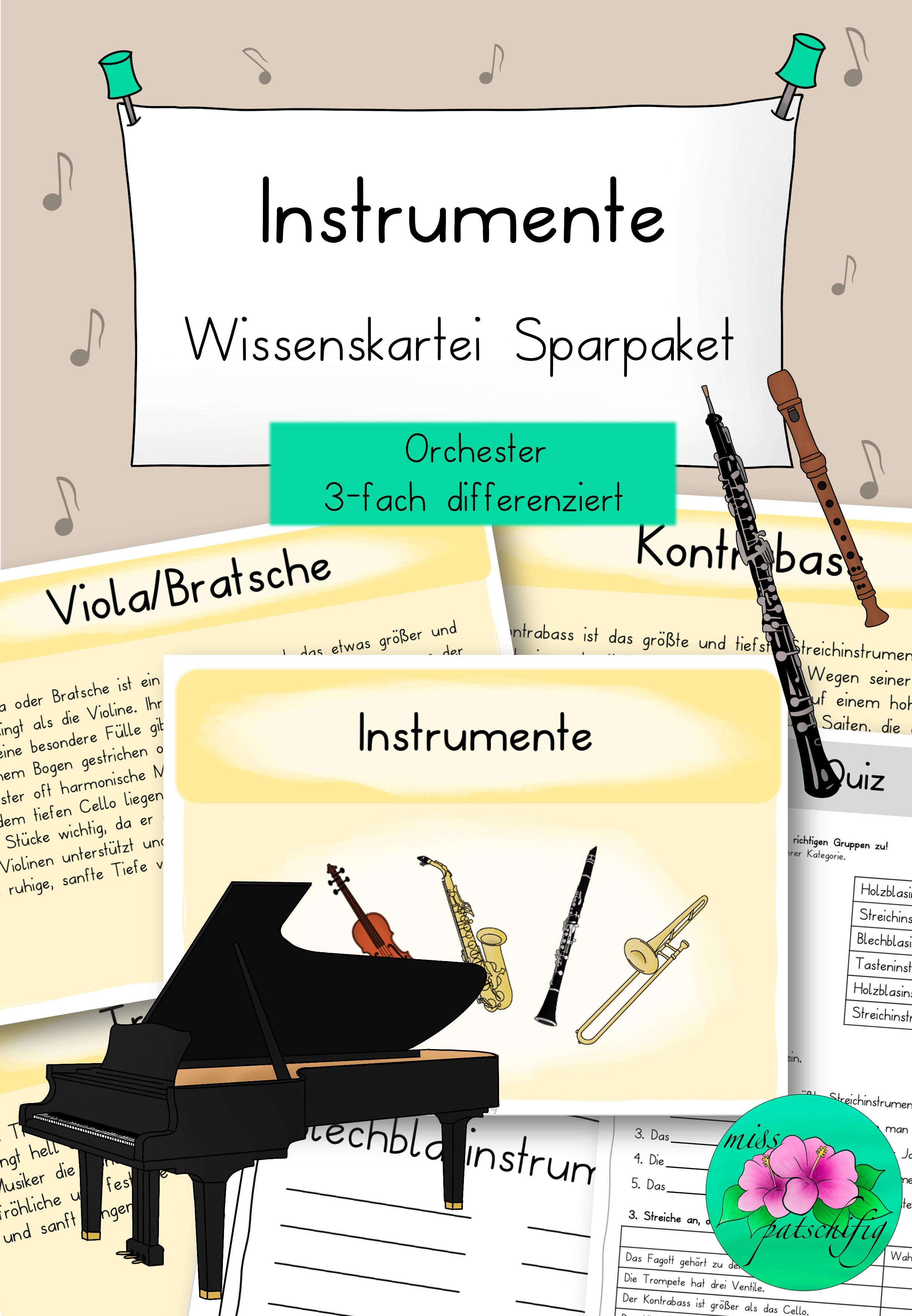 Instrumente Wissenskartei - Sparpaket – Unterrichtsmaterial im Fach Musik