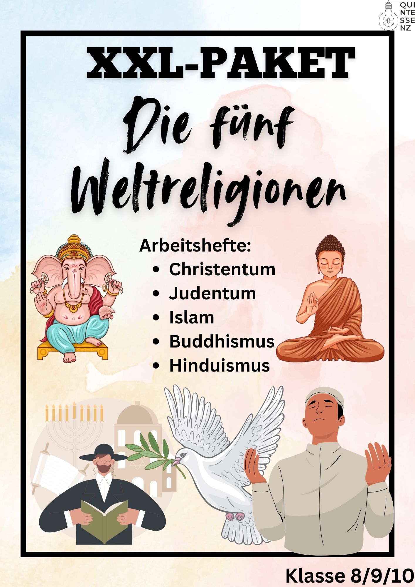 Materialpaket: Die 5 Weltreligionen, Arbeitshefte Christentum, Judentum ...