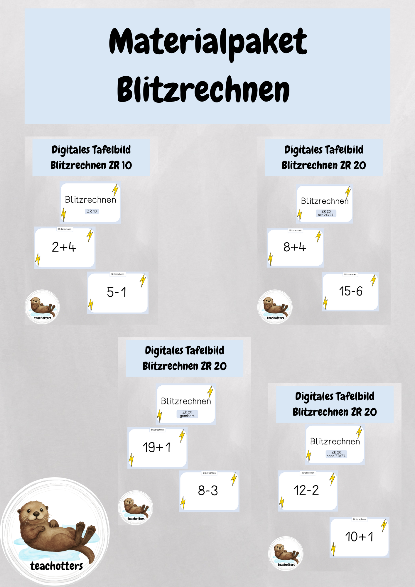 Materialpaket Digitale Tafelbilder zum Blitzrechnen (Klasse 1 ...