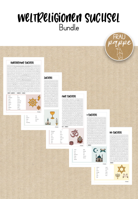 Weltreligionen Suchsel / Buchstabengitter / Bundle ...
