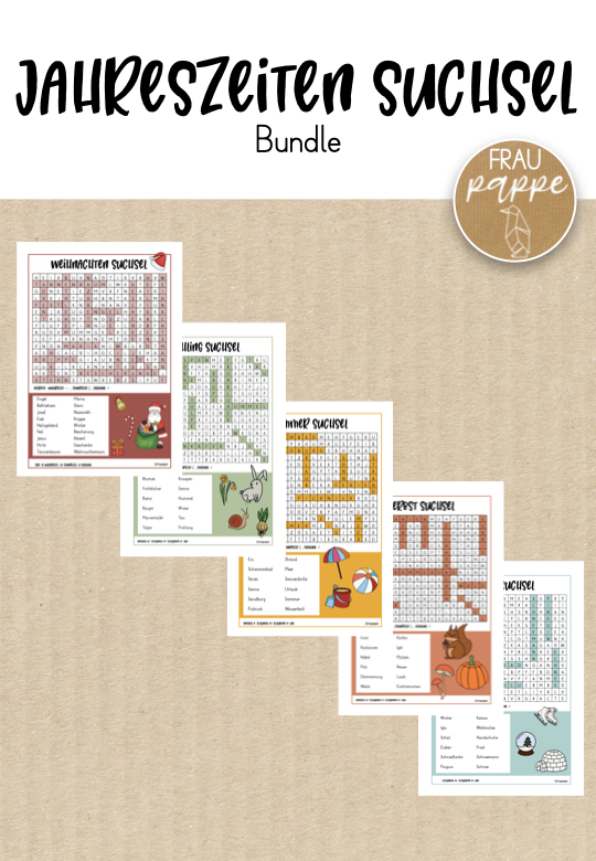 Jahreszeiten Suchsel / Buchstabengitter / Bundle – Unterrichtsmaterial ...